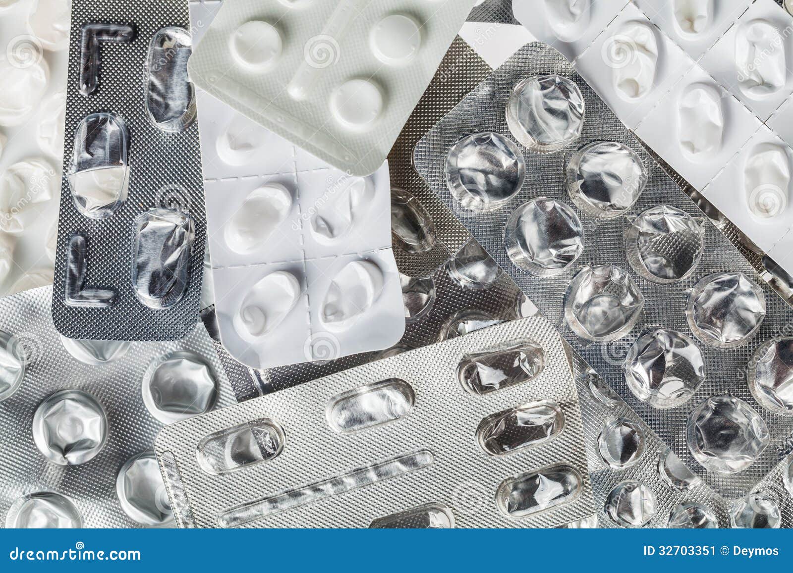 Empty Silver Metalic and White Medical Pill Tablets Stock Image - Image ...