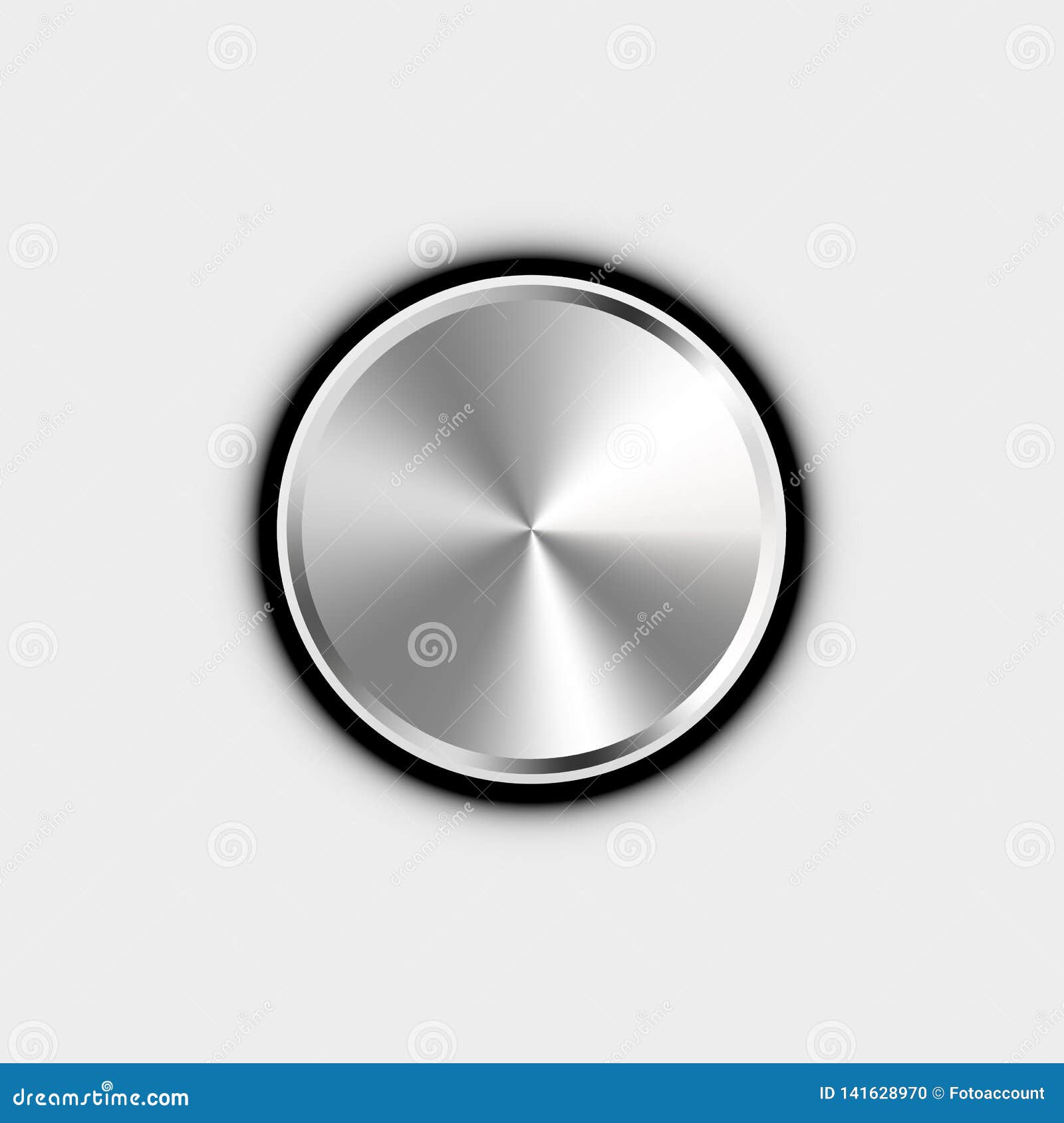 Empty Silver Metallic Button - Vector Illustration - Isolated on White ...