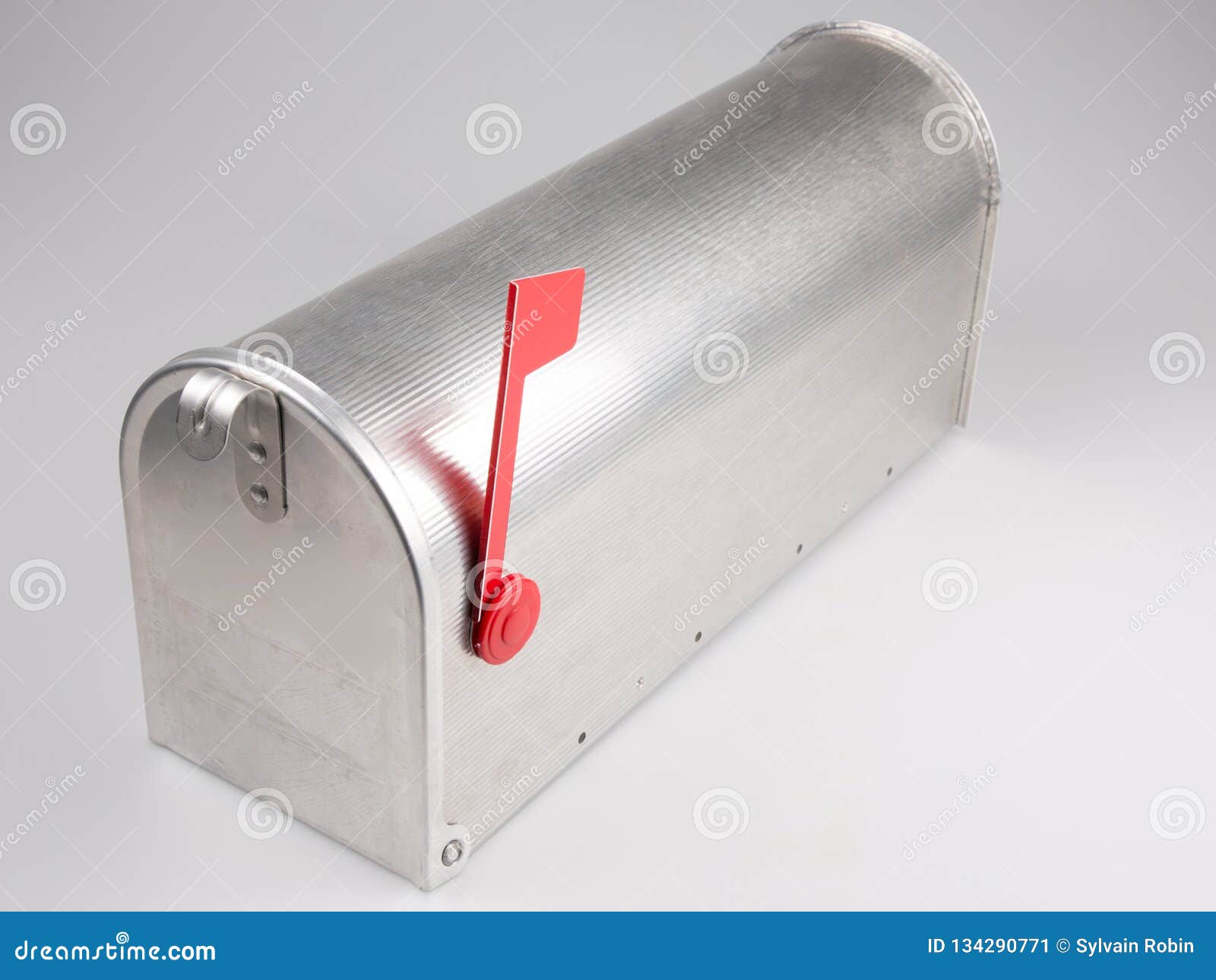 Empty Silver Metallic Mailbox on Grey White Background Stock Image ...