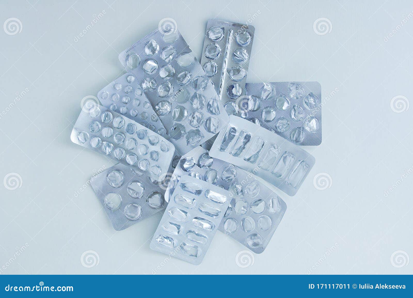 Empty Silver Packaging for Medicines, Pills on White Background Stock ...