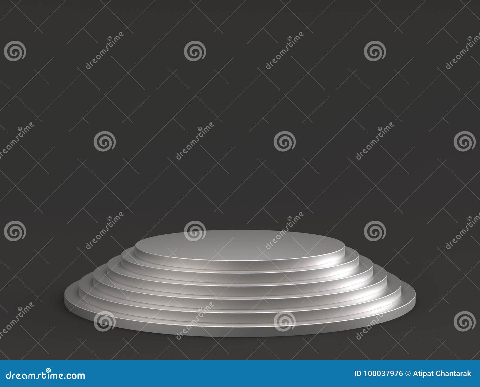 Empty Silver Podium Stage on Dark Background. 3D Rendering Stock ...
