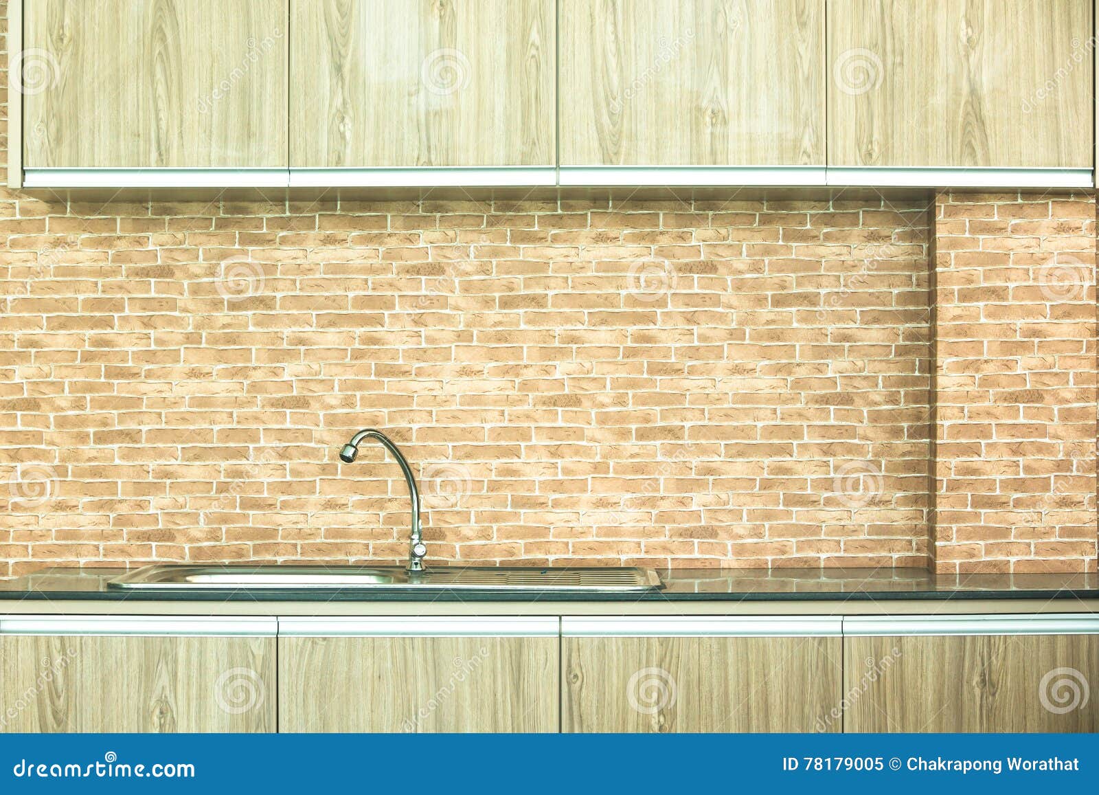 Empty Sink, Cuisine, Kitchen on Wall Background. Stock Image - Image of ...