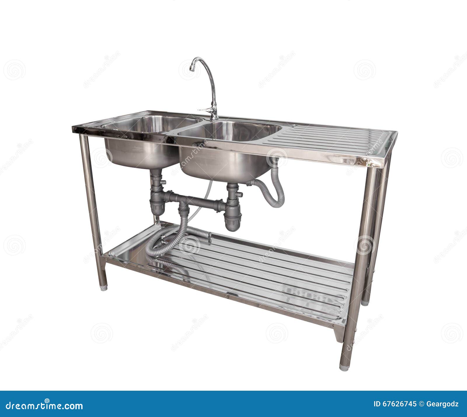 Empty Sink Isolated on White Background Stock Image - Image of shiny ...