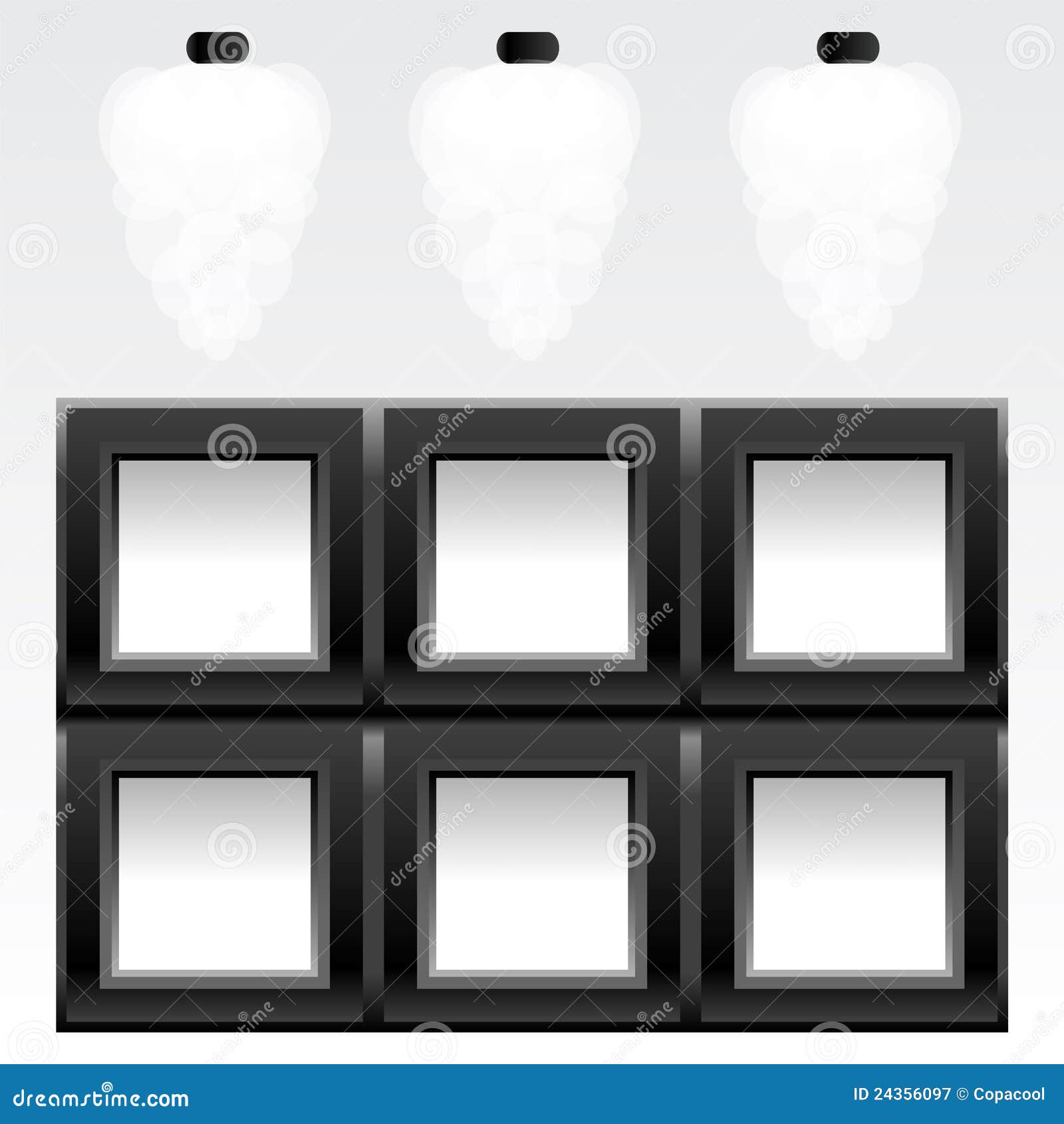 Empty Six Frames on Wall with Light, Vector Stock Vector - Illustration ...