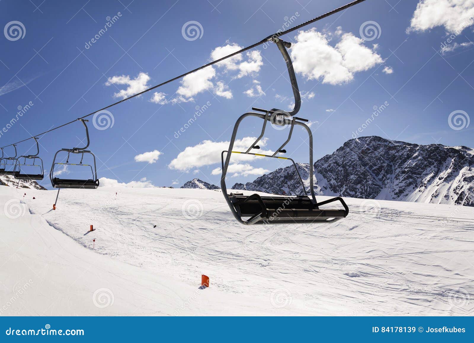 Empty Ski Chair Lift on Sunny Day in Alps, Austria Stock Image - Image ...