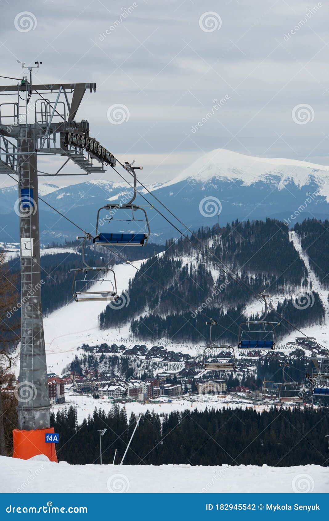 Empty Ski-lift in the Mountains. End of Ski Season Stock Photo - Image ...