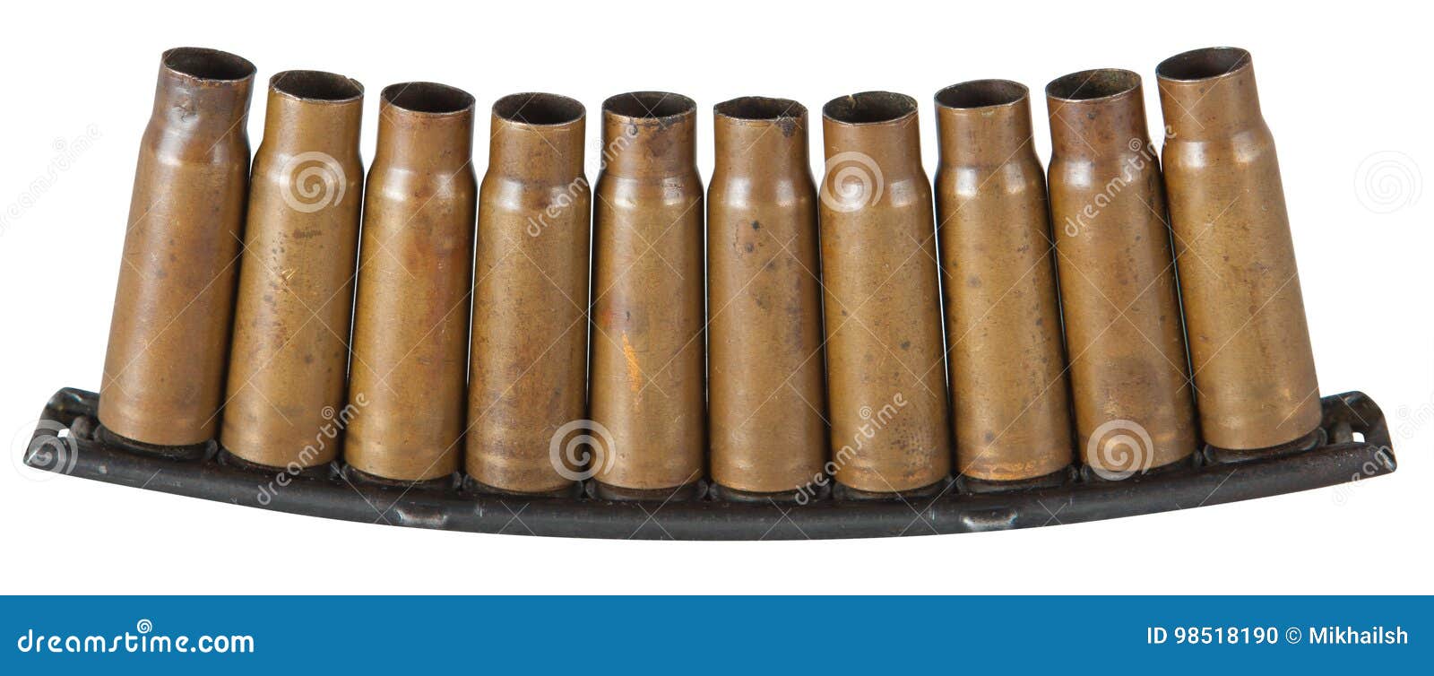Empty SKS-45 Carbine Bullet Shells in Holder Over White Background ...