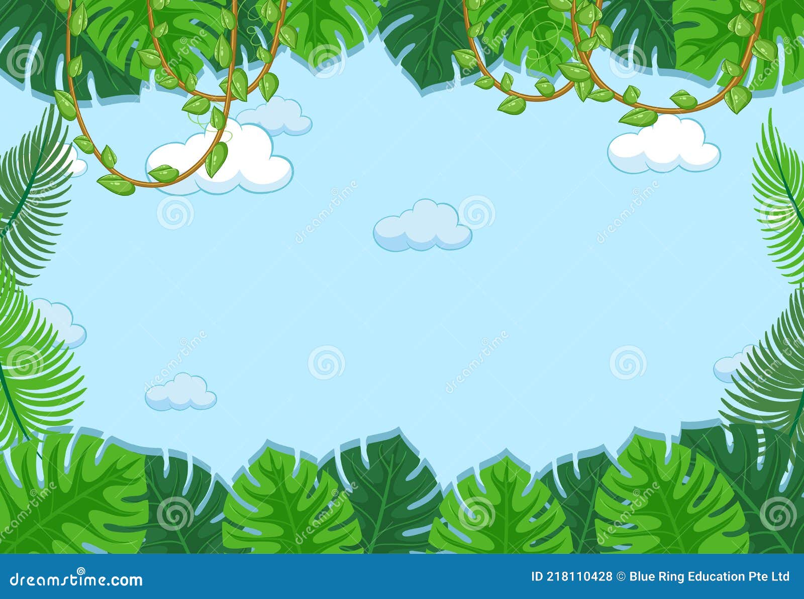 Empty Sky Background with Leaves Element Stock Vector - Illustration of ...