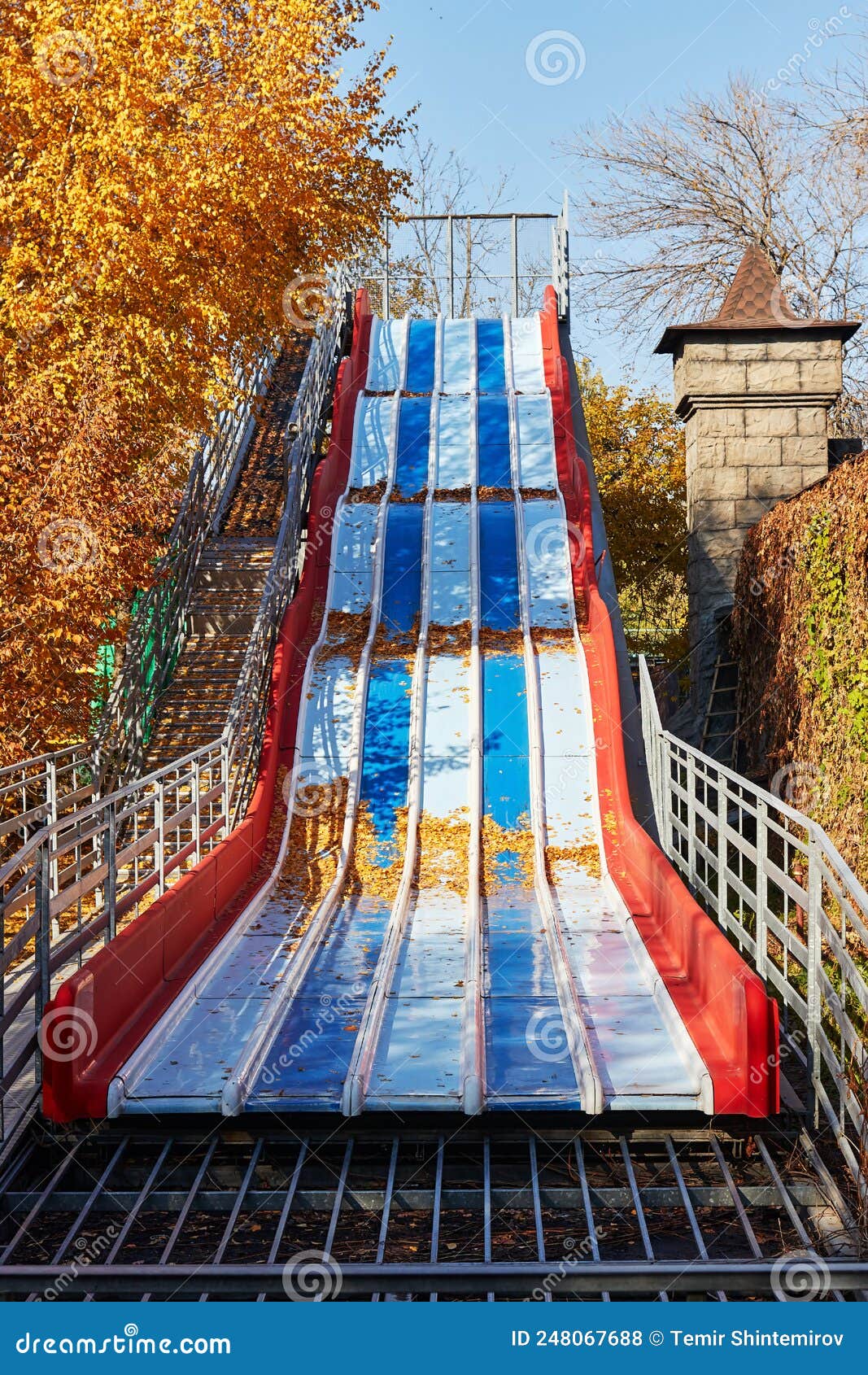 An Empty Slide in the Autumn Park Stock Photo - Image of riding ...