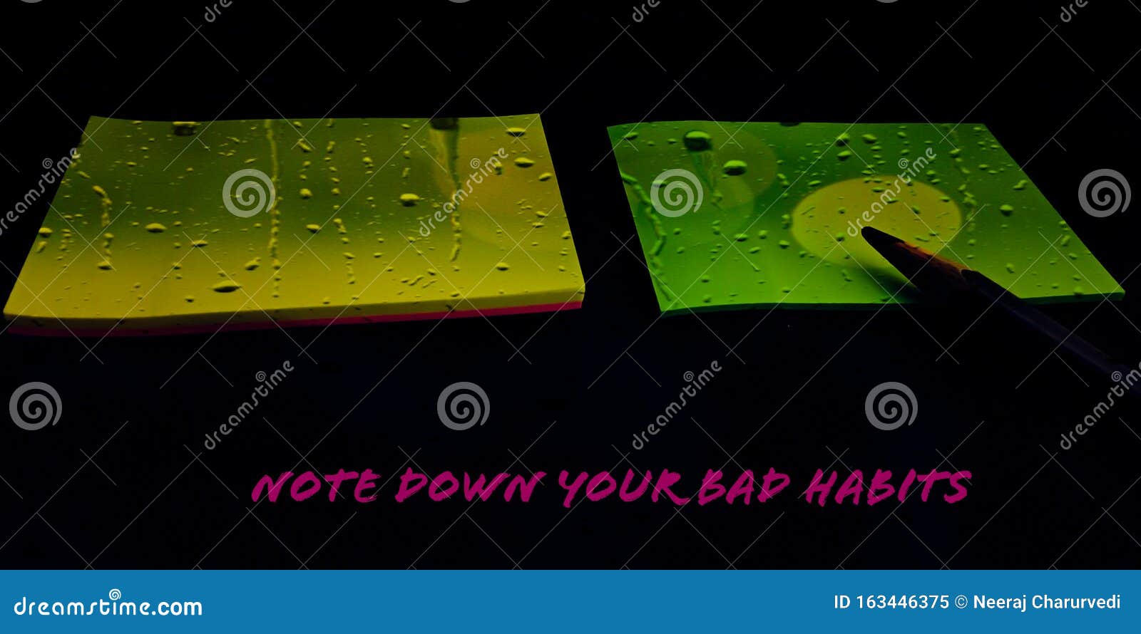 Empty Slips Presenting with Water Drops Abstract Background with Note ...