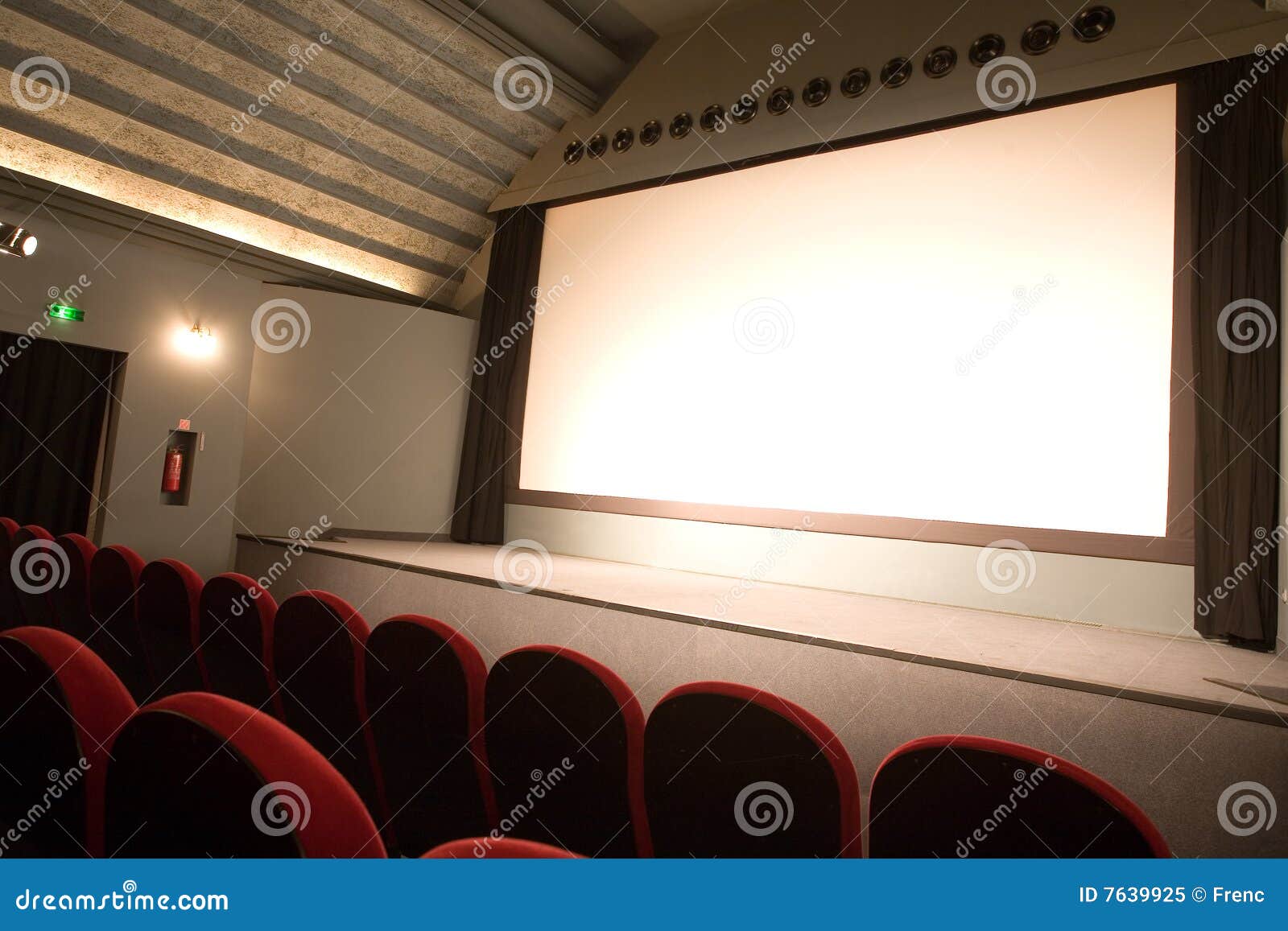 Empty Small Cinema Auditorium Stock Image - Image of spotlight, film ...