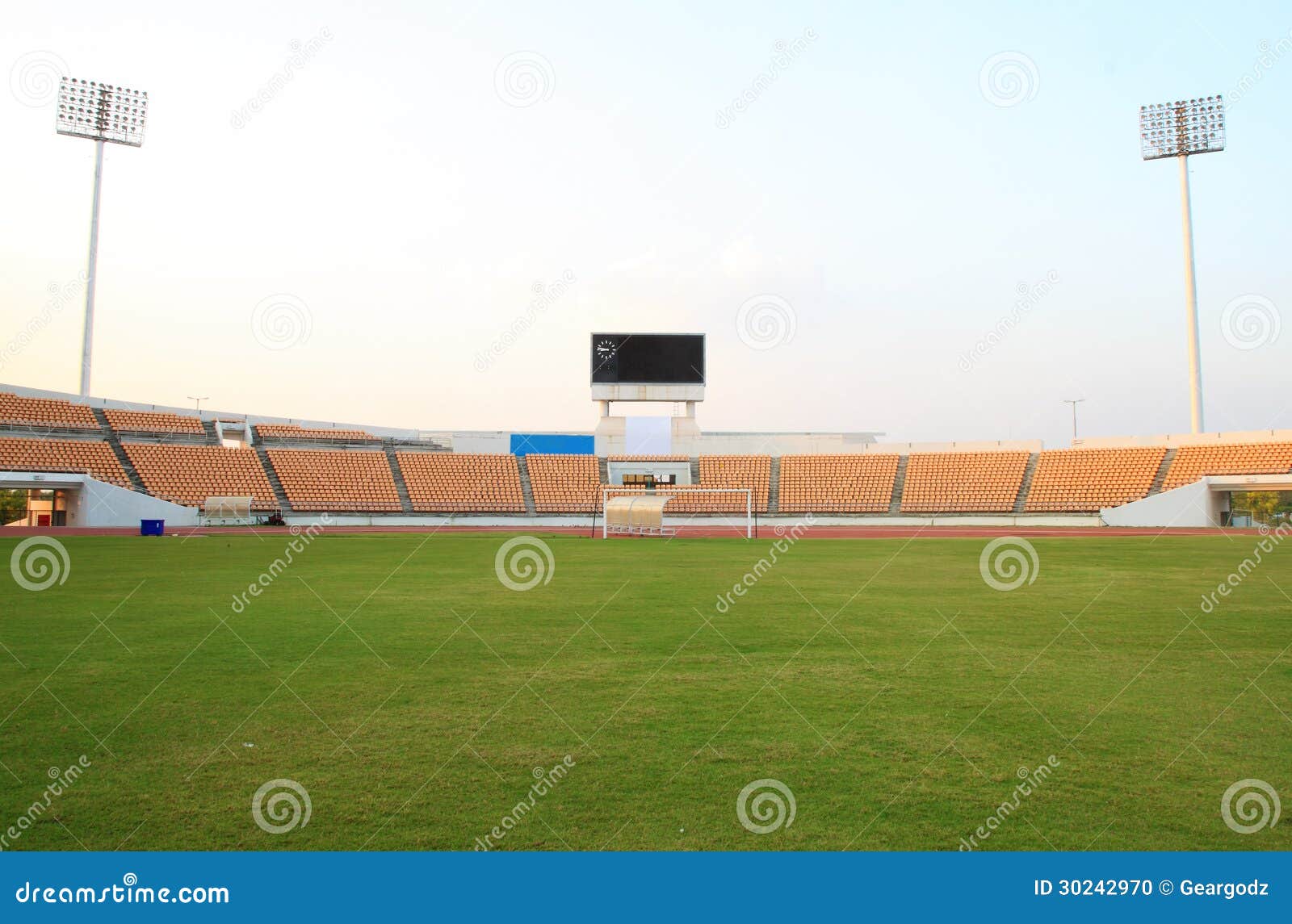 Small football stadium stock photo. Image of goal, green - 30242970