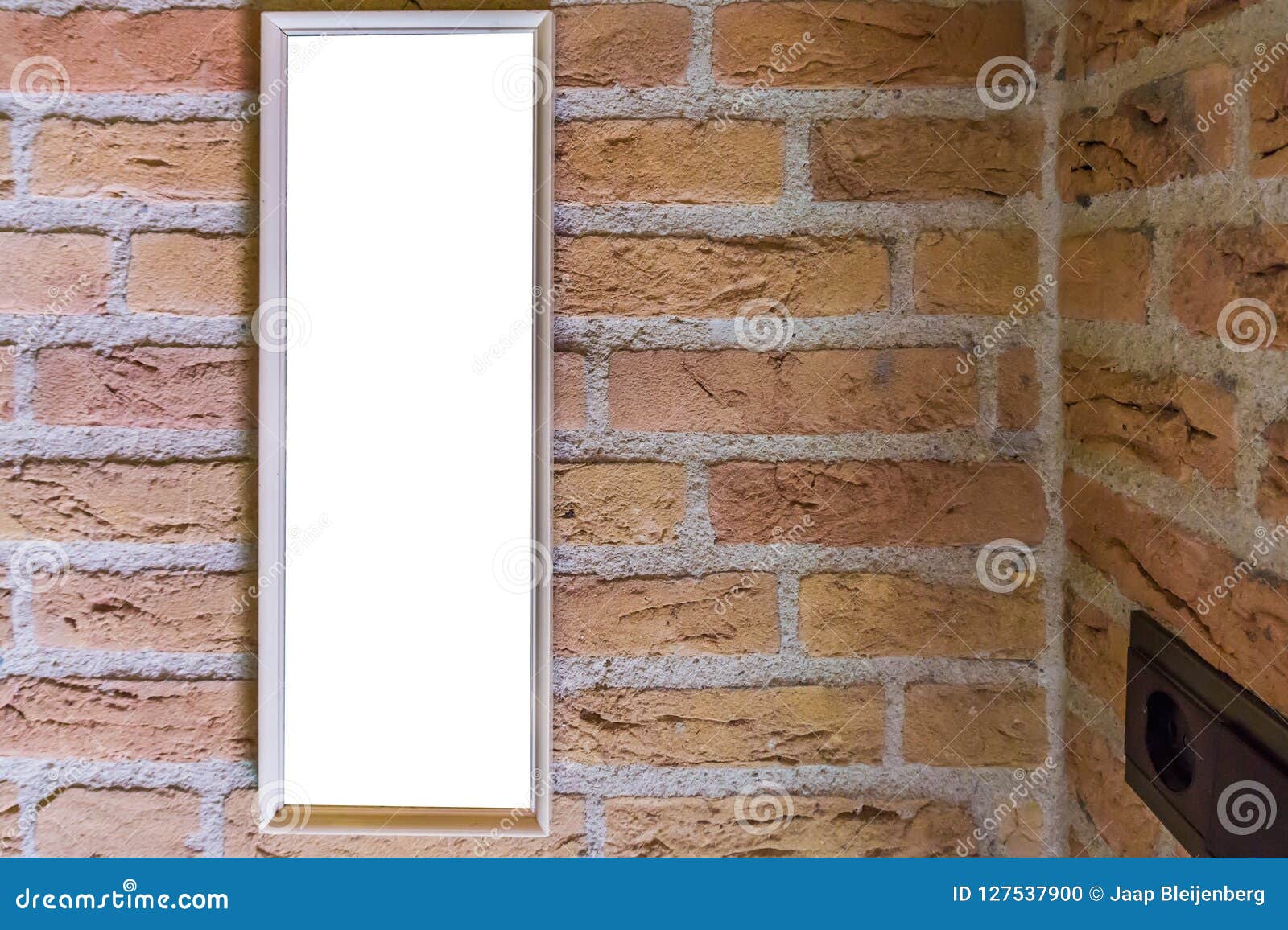 Empty Small Long Rectangular Picture Frame Hanging on a Brick Wall ...