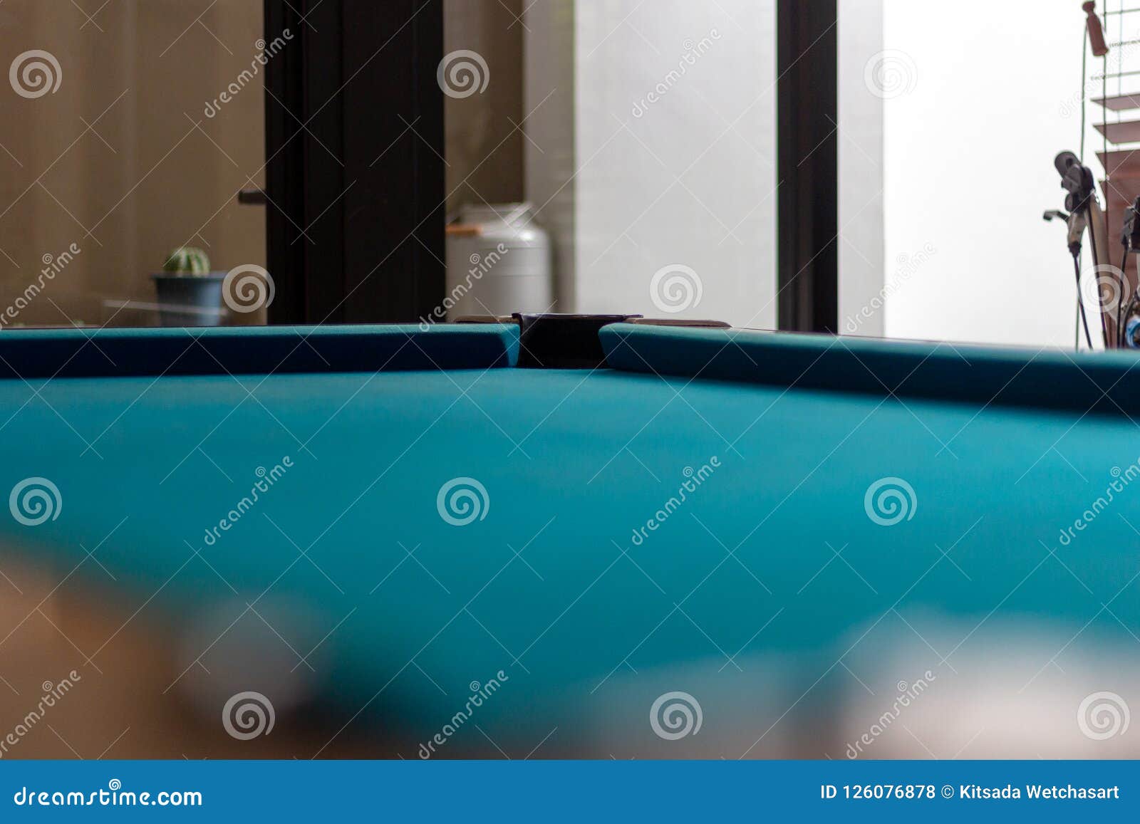 Empty Snooker Table and Corner View with Hole. Empty Billiard Po Stock ...