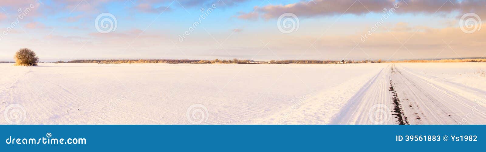 Empty Snow Covered Road in Winter Landscape Stock Image - Image of ...