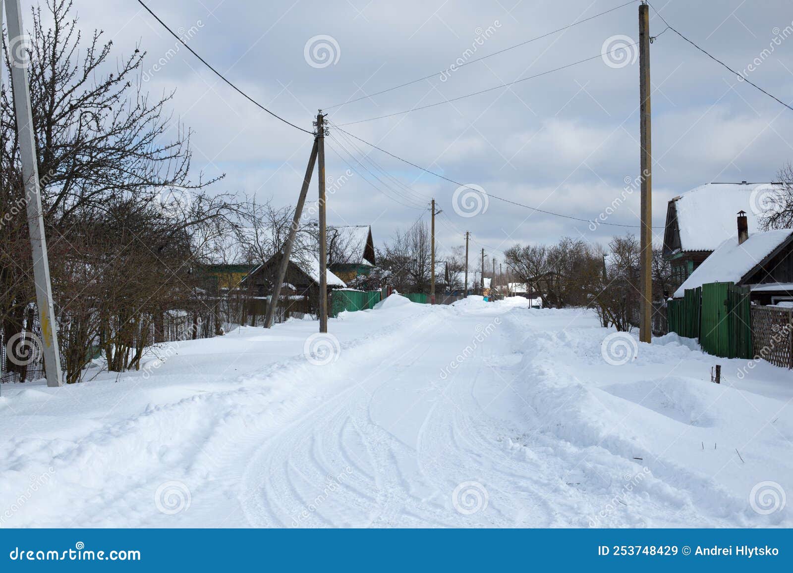 Empty Snow Covered Road in Winter Landscape Stock Image - Image of ...