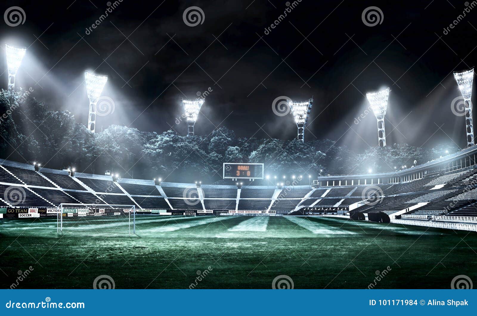 Empty Football Stadium Night