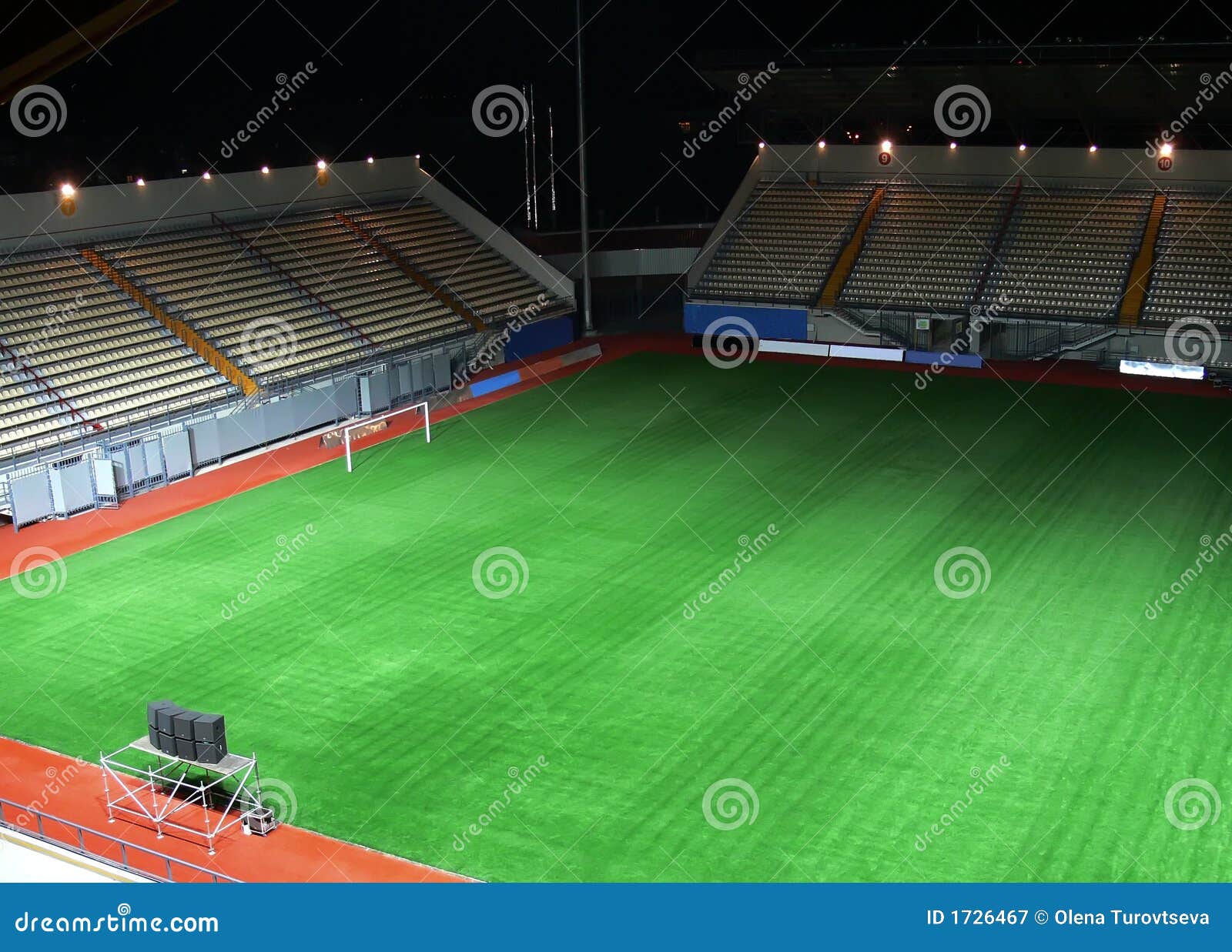 Empty Soccer Stadium In Light Rays At Night 3d Illustration Royalty ...