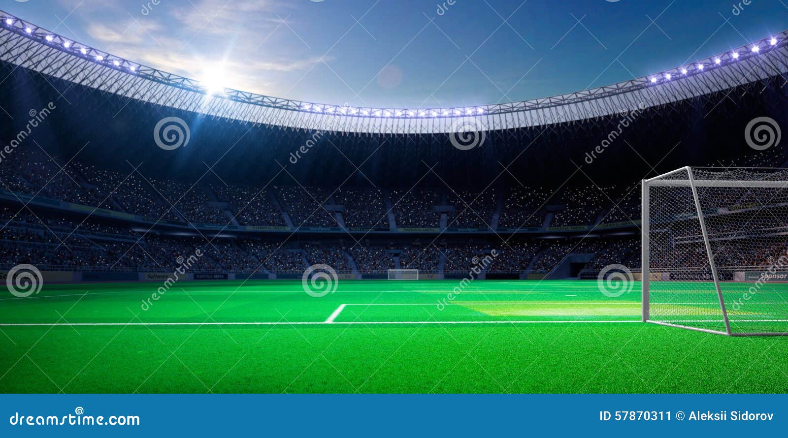 Empty Soccer Stadium in Sunlight Stock Image - Image of grass, outdoors ...