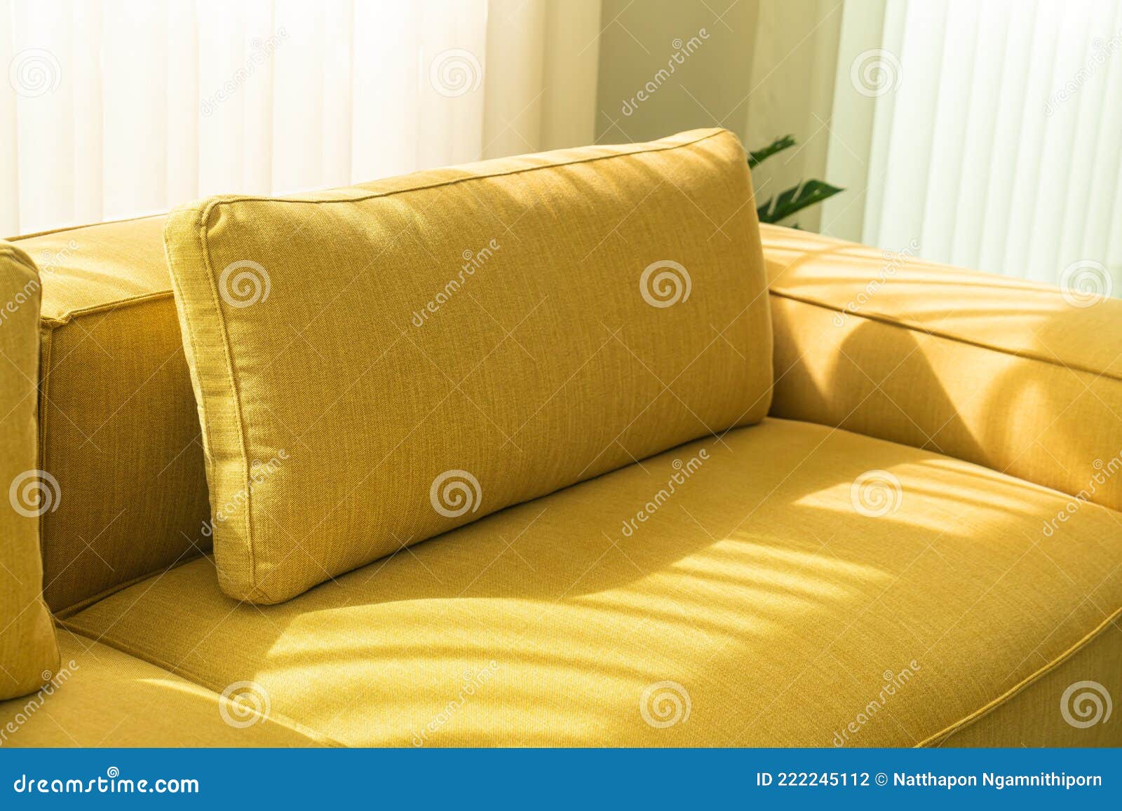 Empty sofa in living room stock photo. Image of lamp - 222245112