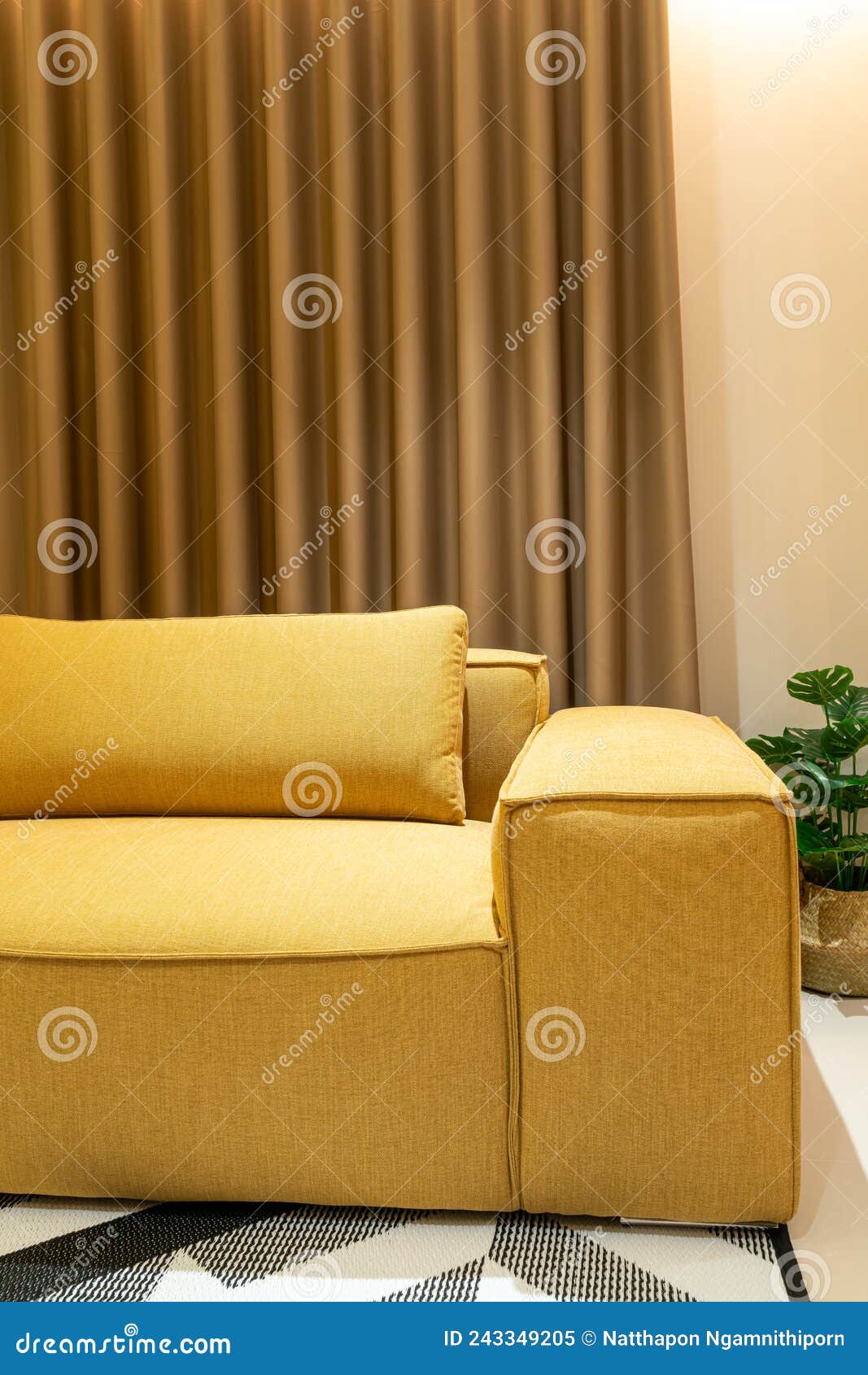 Empty sofa in living room stock image. Image of indoors - 243349205