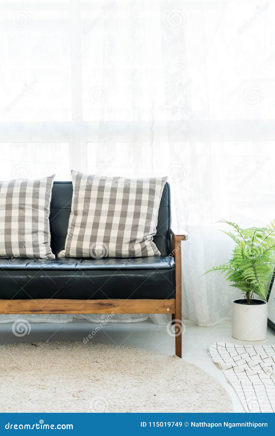 Empty Sofa with Pillow Decoration in Living Room Stock Image - Image of ...