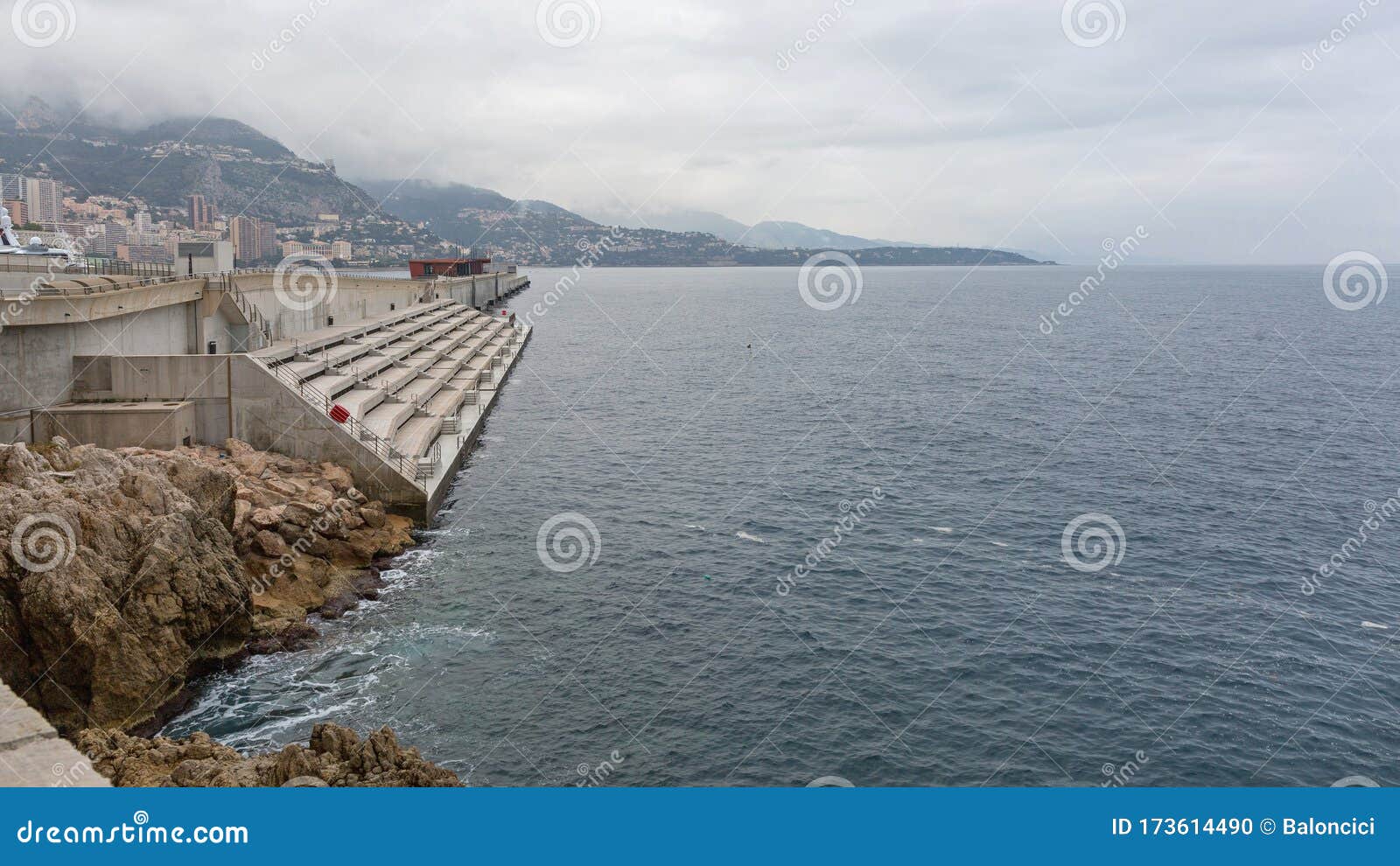 Solarium Beach Winter stock photo. Image of rocks, open - 173614490