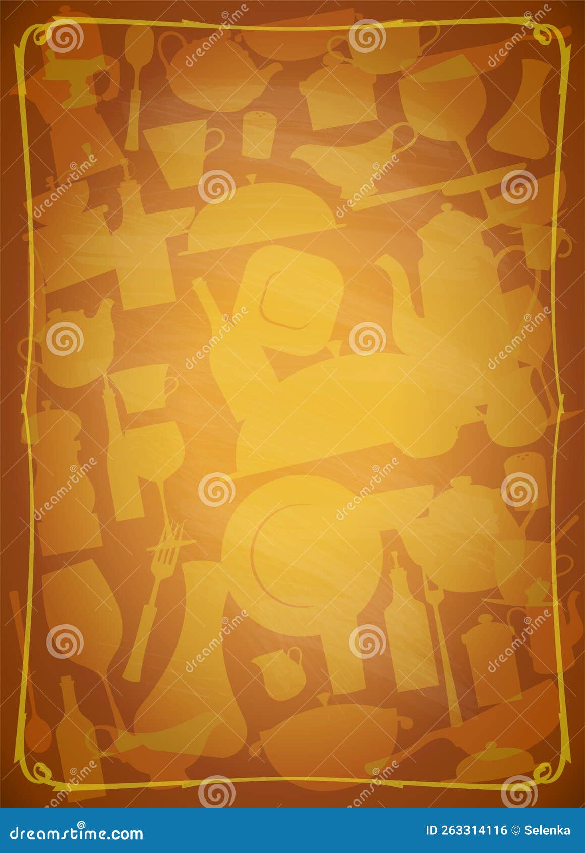 Empty Space Background for Menu Card with Utensil Silhouettes Stock ...
