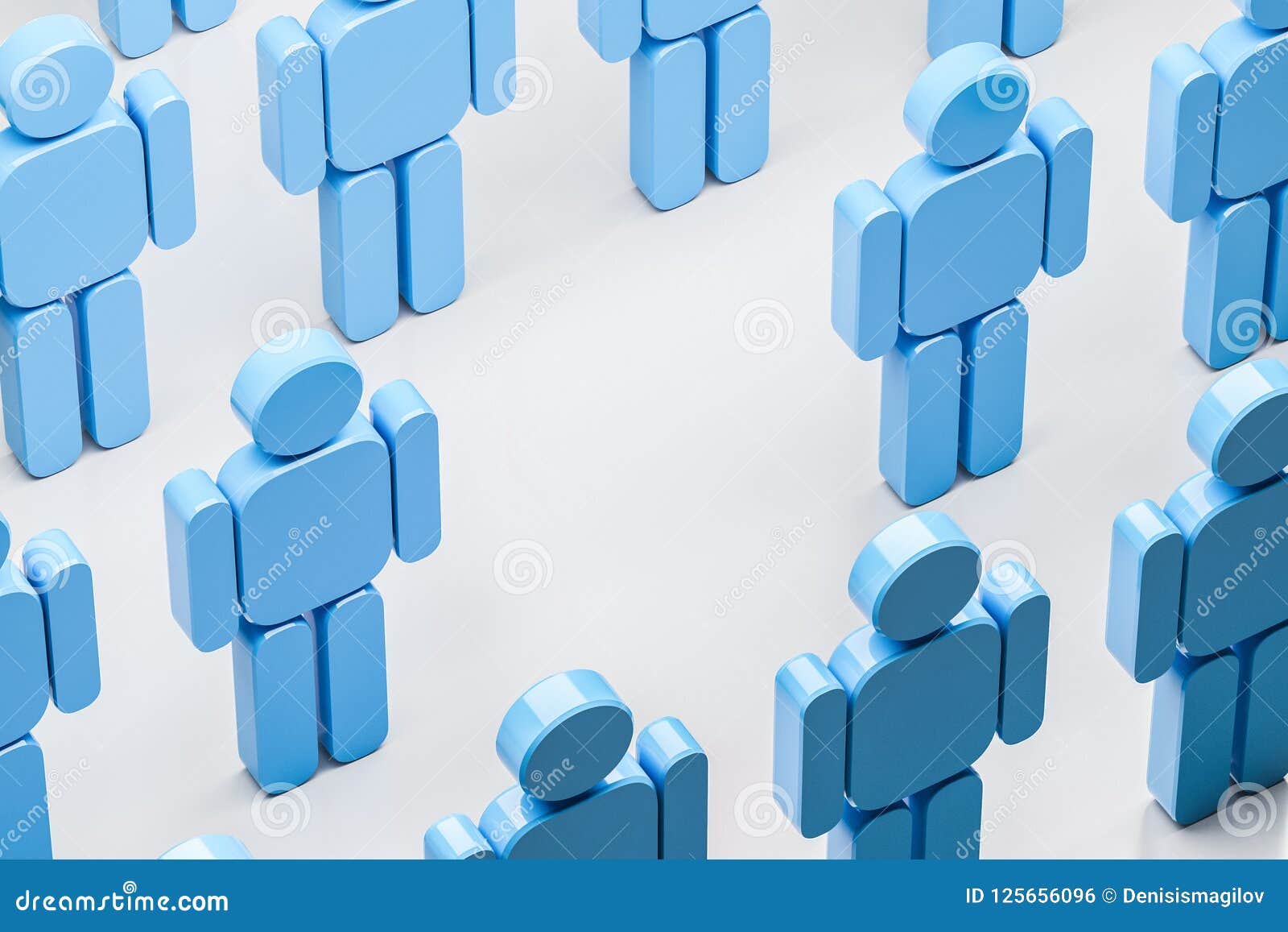 Empty Space among Blue Human Figures Croud Stock Illustration ...
