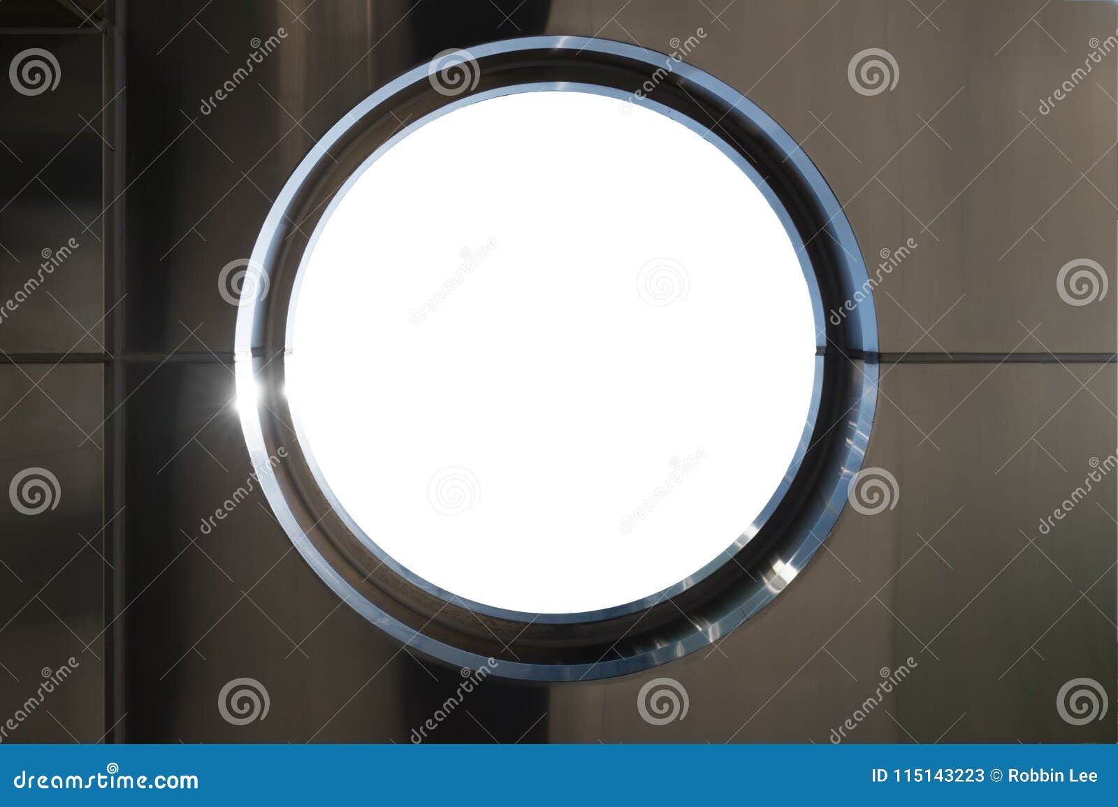 Empty Space with Curtain Wall from Circle Window Stock Illustration ...