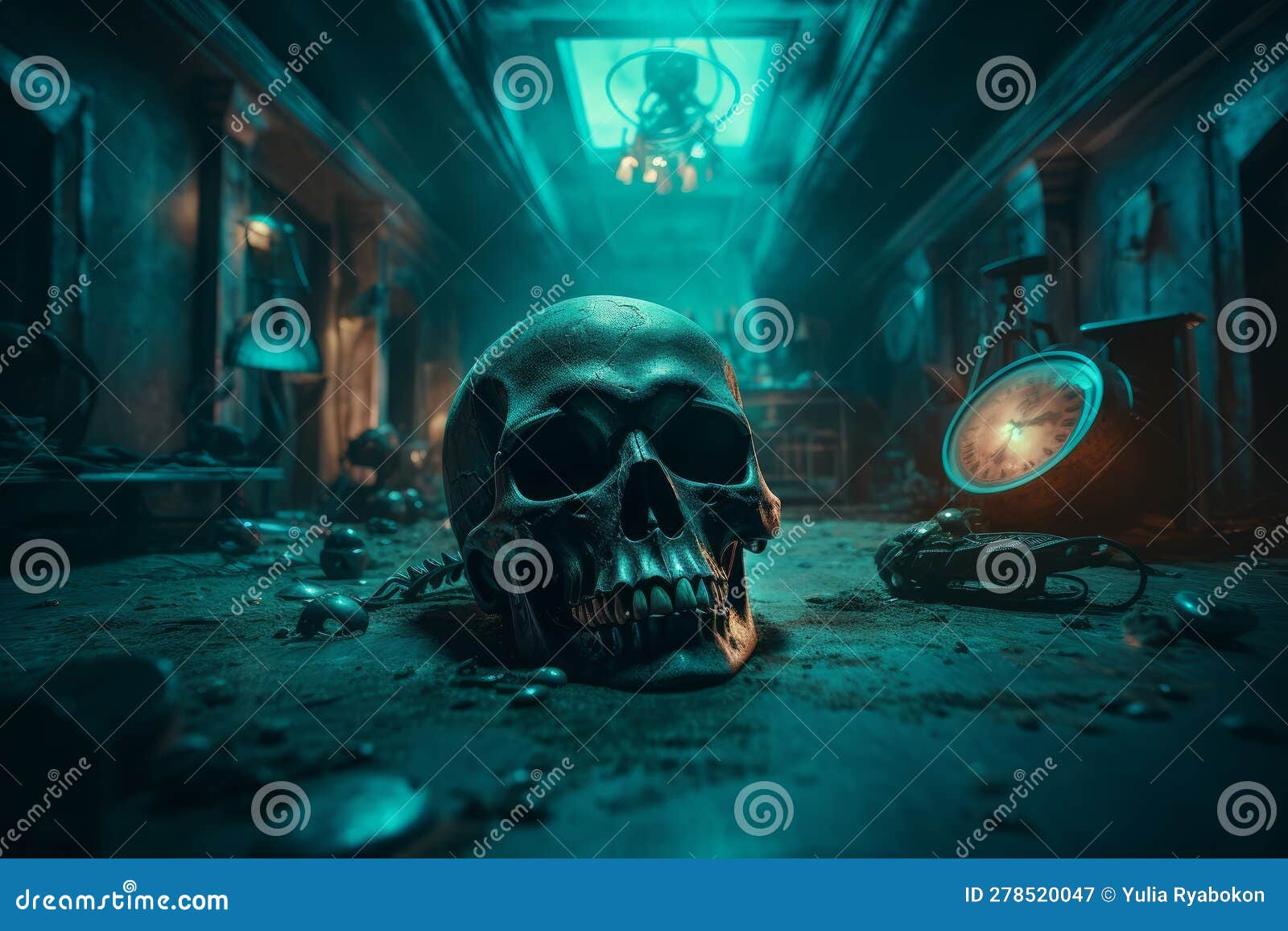 Empty Space Dead Skull Hall. Generate AI Stock Illustration ...