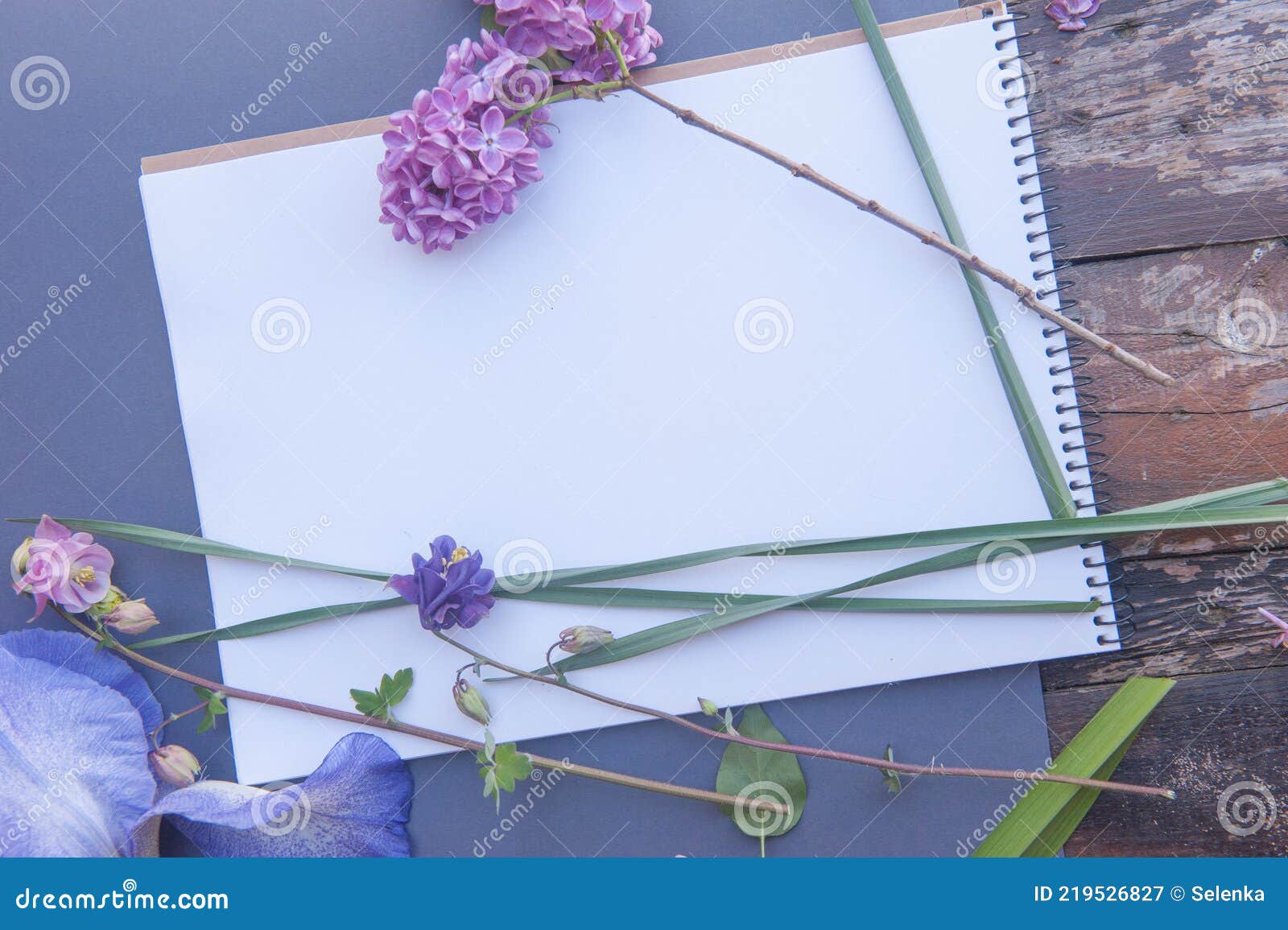 Empty Space Horizontal Notepad List with Gentle Flowers Stock Image ...
