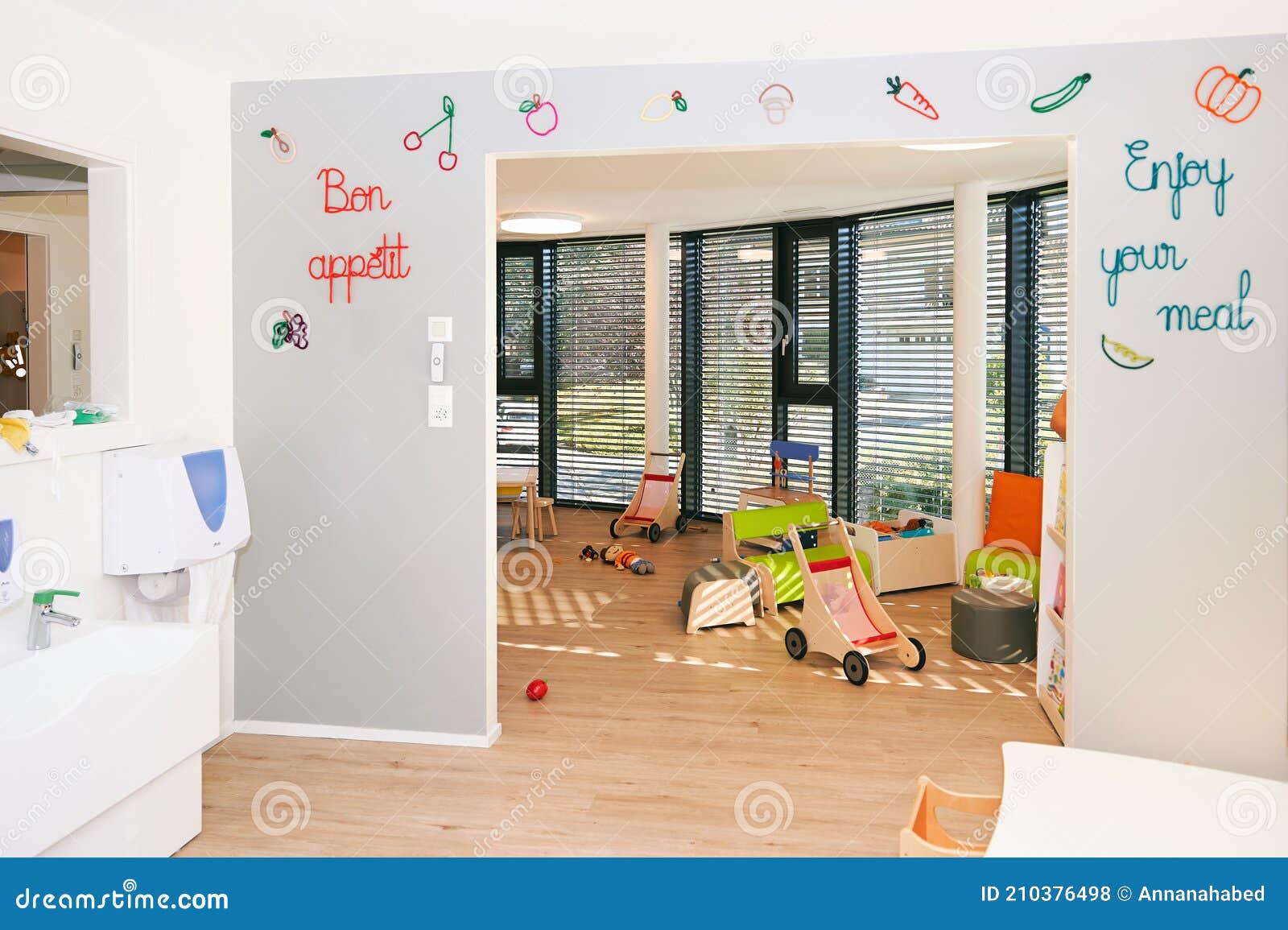 Empty Space of Infant Daycare Stock Photo - Image of clean, blue: 210376498