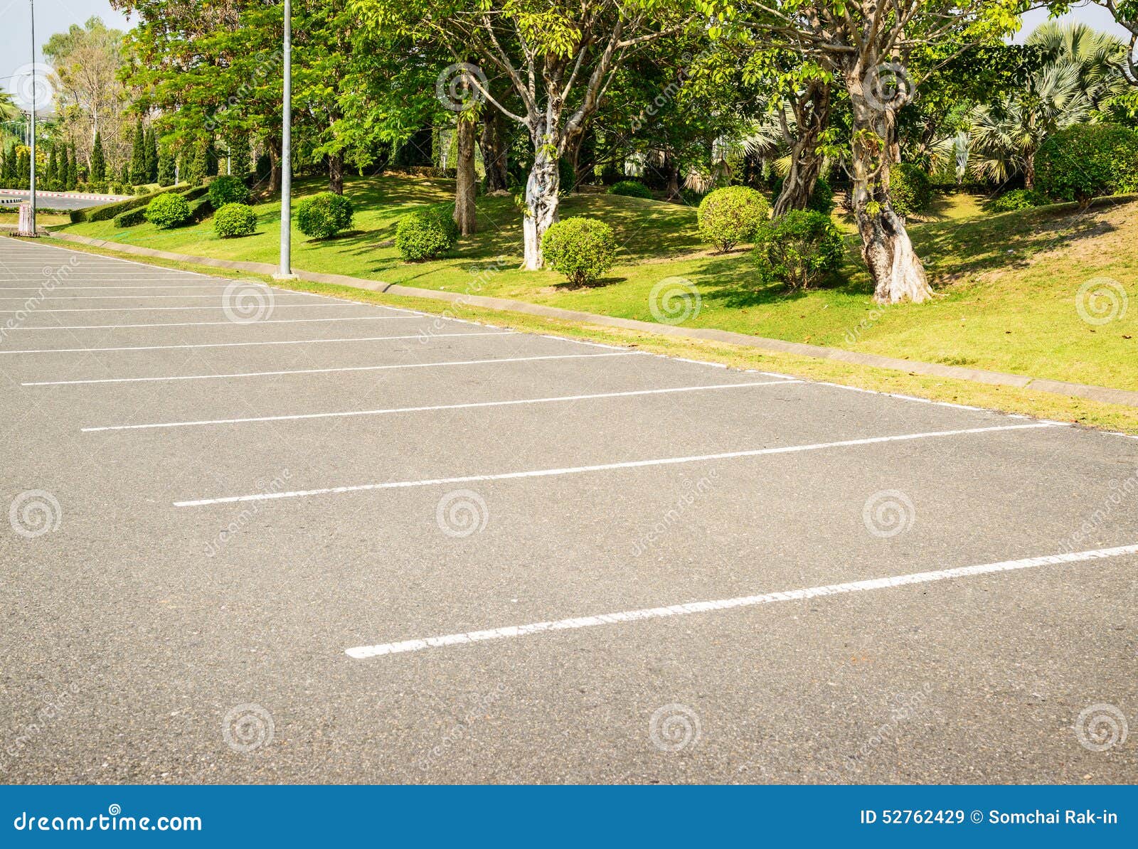 Empty Space Parking Lot Outdoor in Public Park. Stock Image - Image of ...