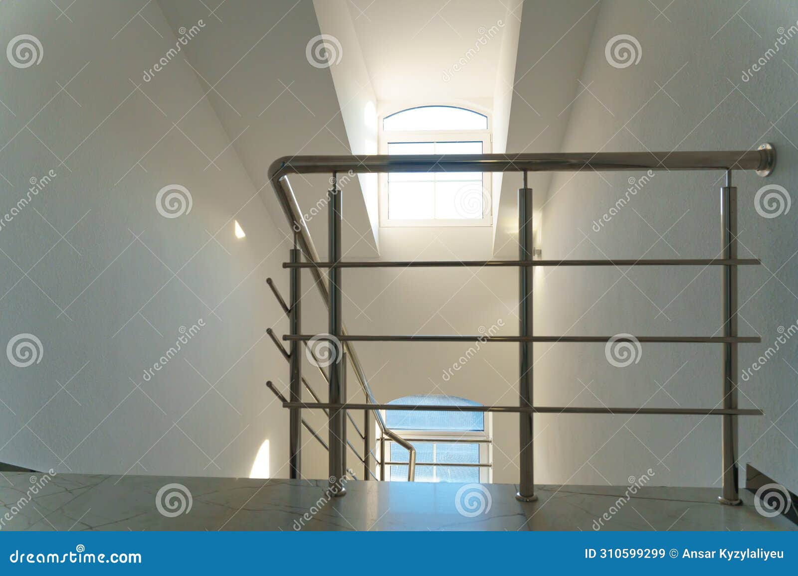 An Empty Space with Railings and Large Windows. the Modern Interior of ...