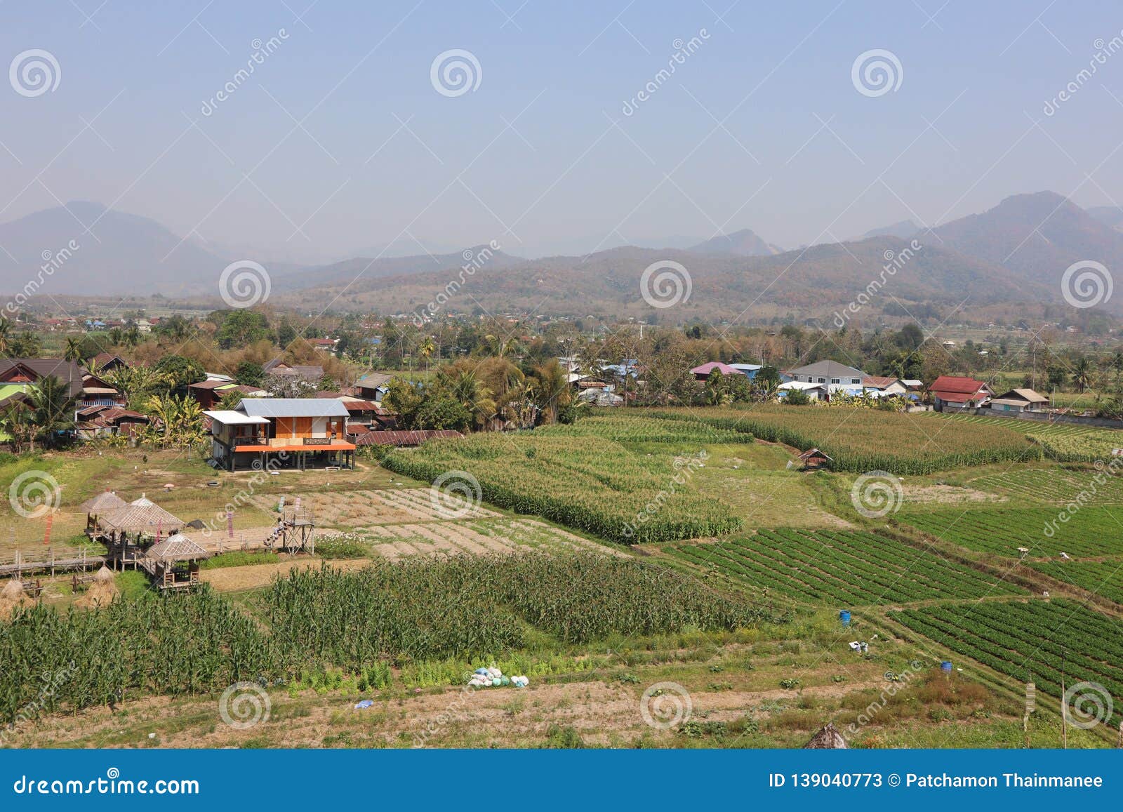 Empty Space, Small Villages, Asian Style Fields Stock Image - Image of ...