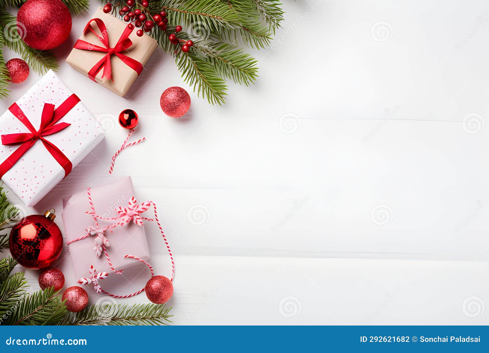 Empty Space for Writing Messages with Christmas Ornaments it is a ...