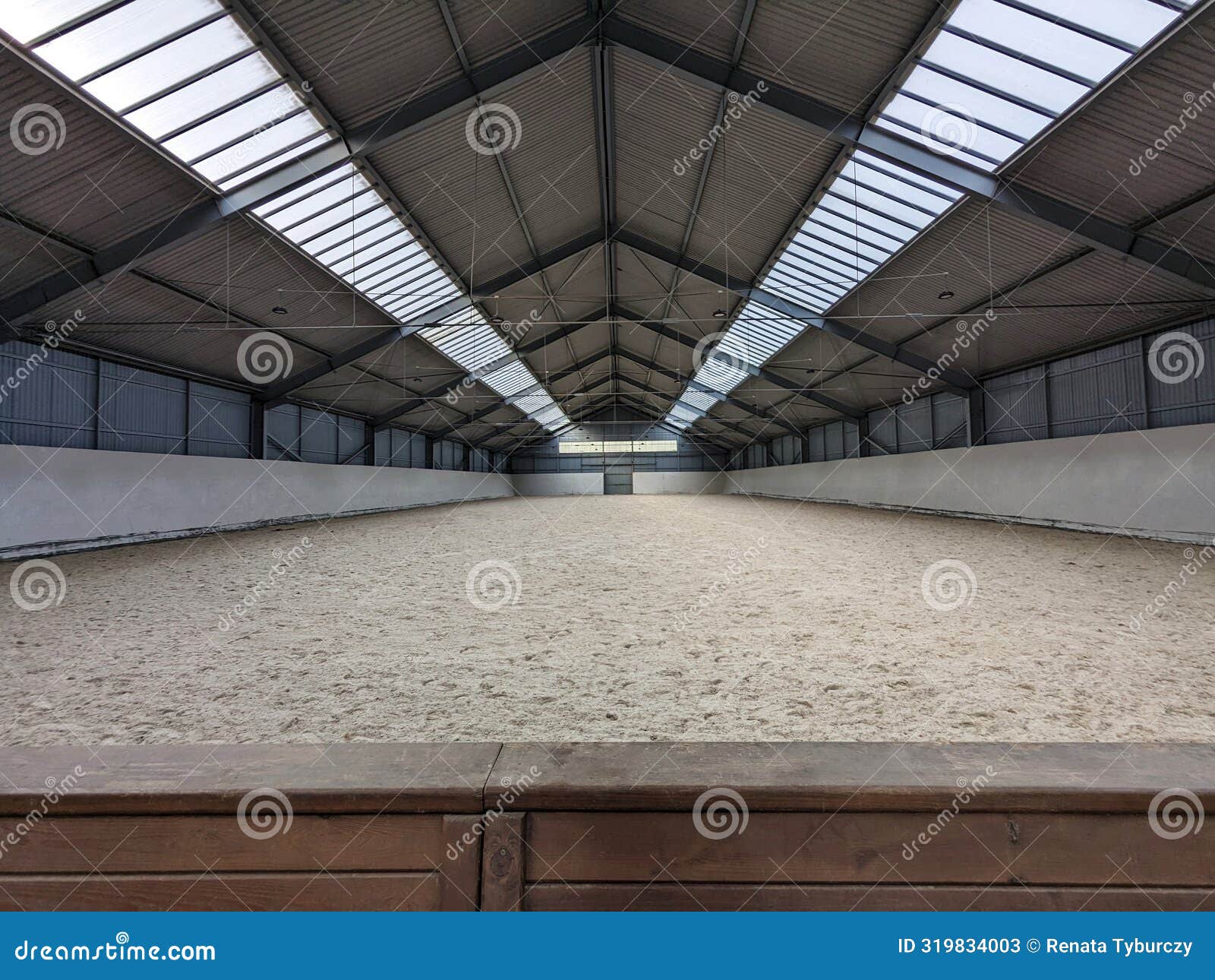 Empty Spacious Riding Arena for Riding or Training Horses. Indoor ...