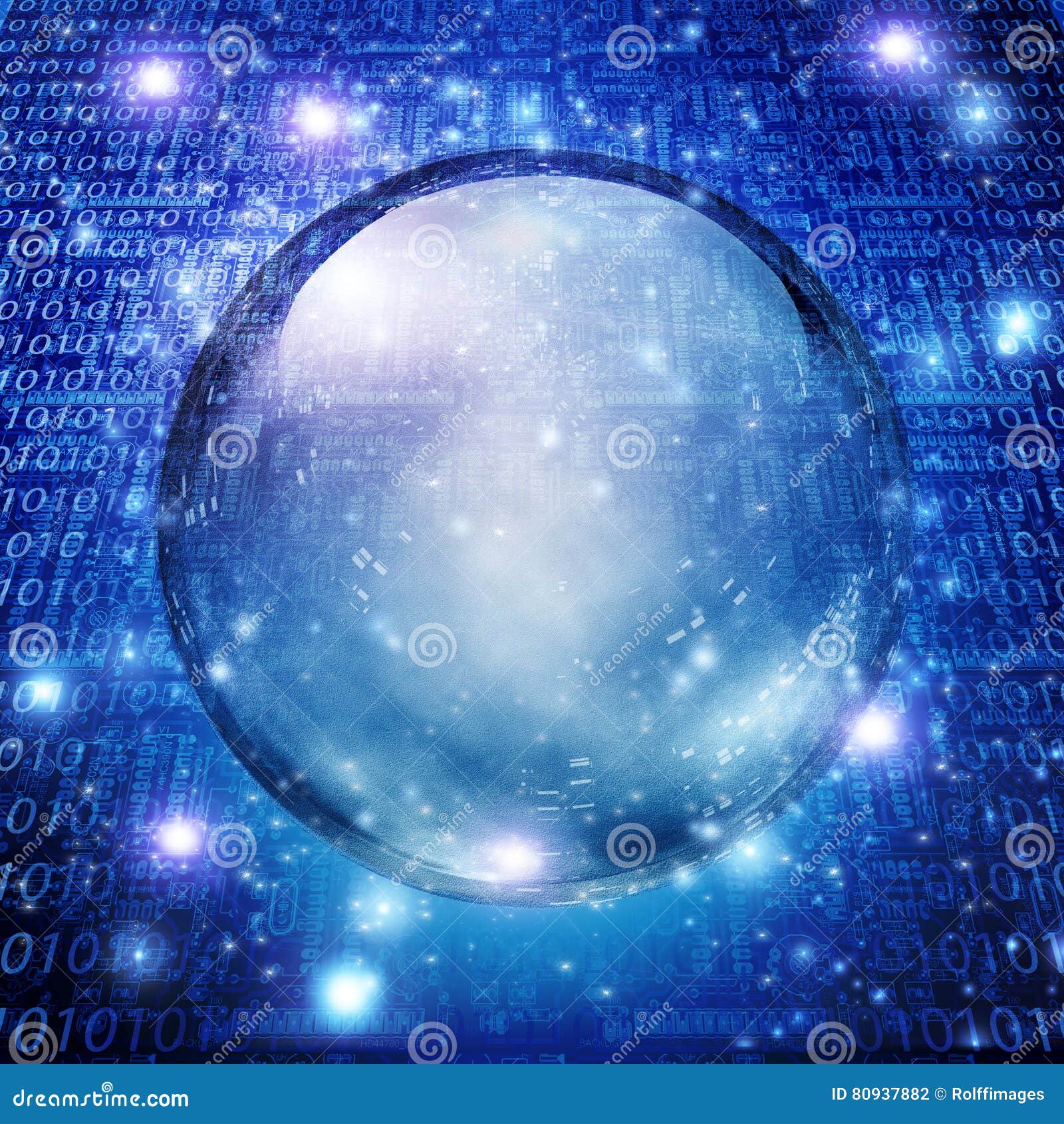 Empty Sphere and Machine Code Stock Illustration - Illustration of ...