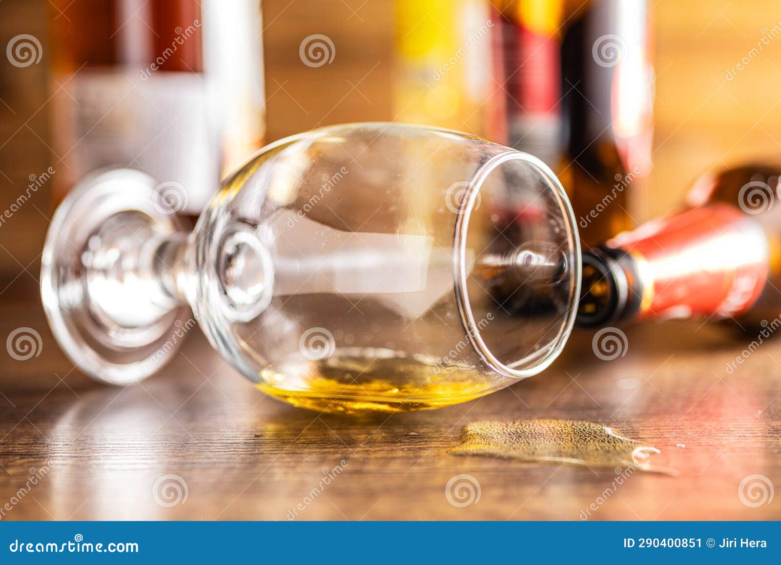 Empty Spilled Glass of Beer on Table Stock Image - Image of spill ...