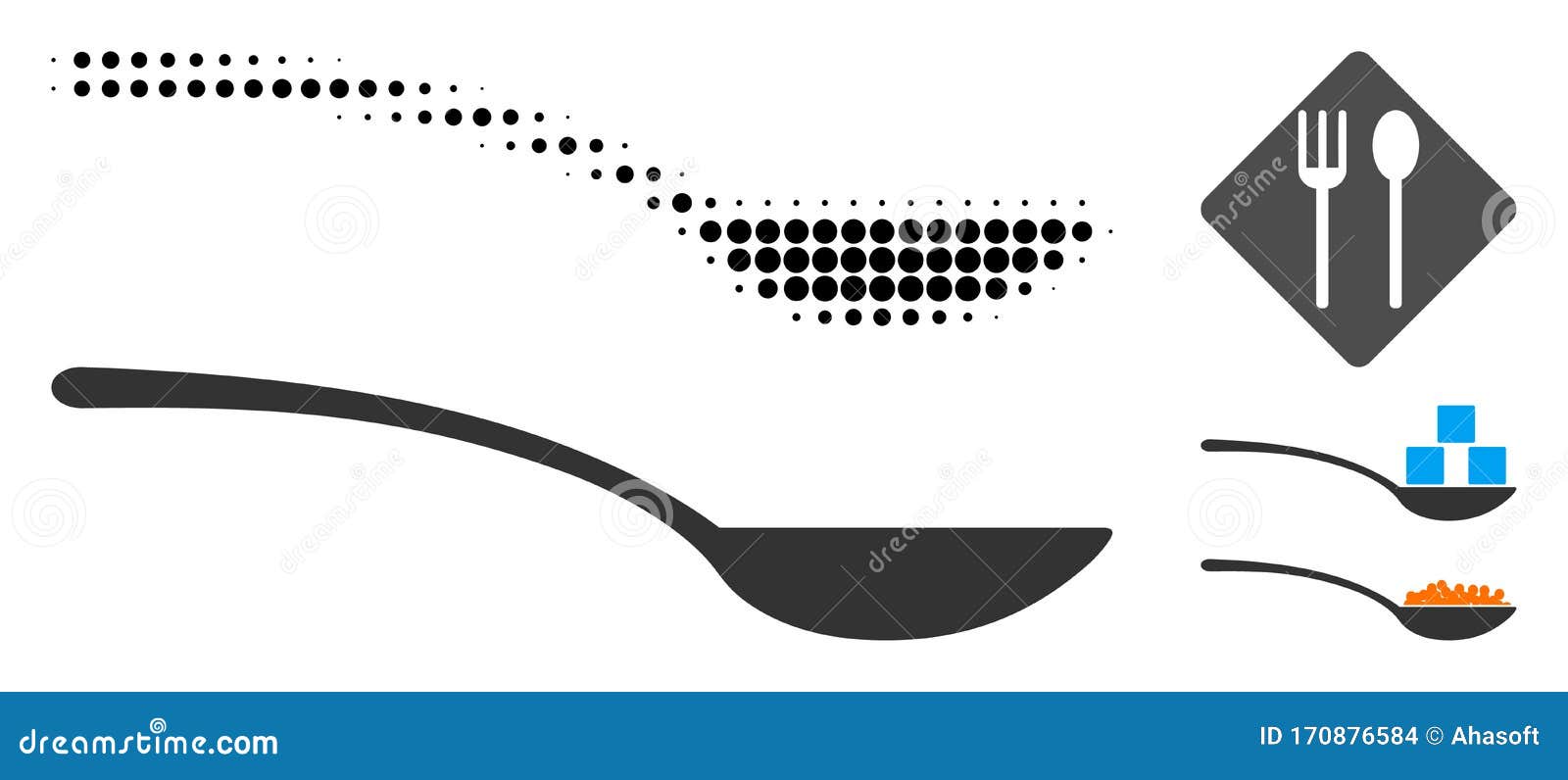 Empty Spoon Halftone and Solid Icon Stock Vector - Illustration of blot, dotted: 170876584