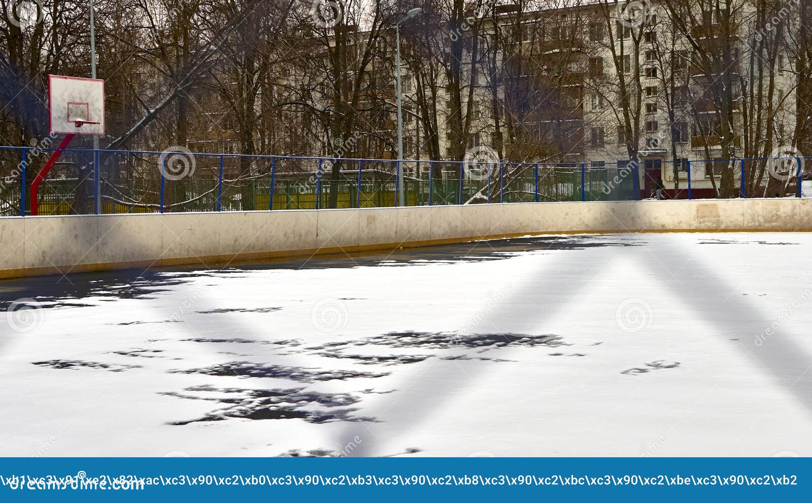 Empty Sports Ground in the Snow Stock Photo - Image of marking, park ...