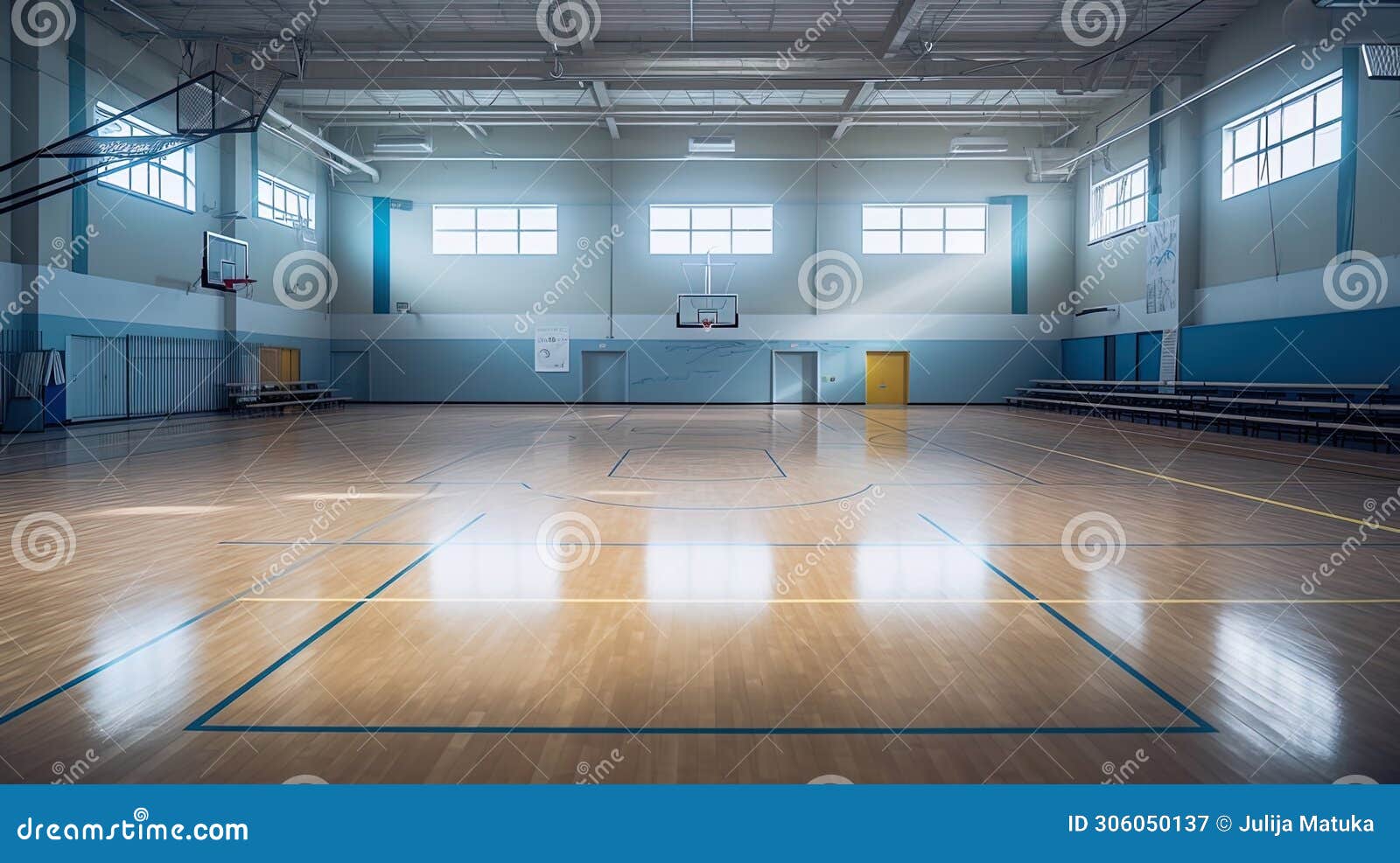 An Empty Sports Hall with Aerobic Equipment Stock Illustration ...