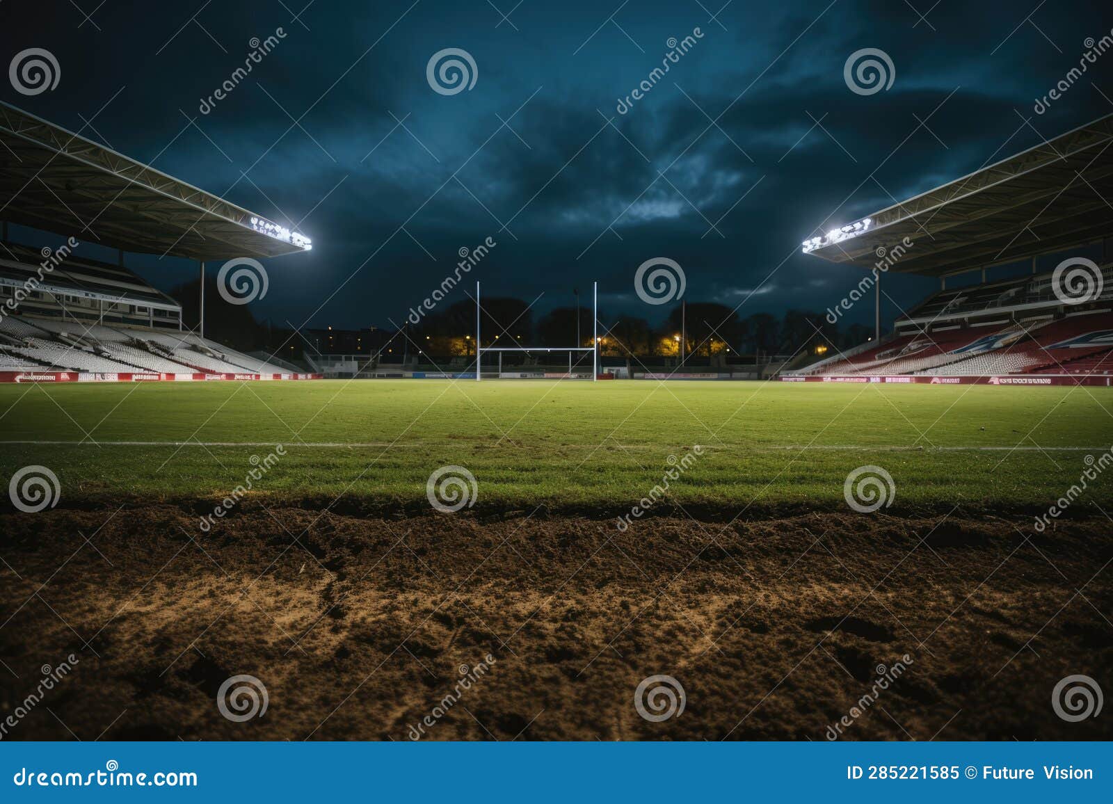 Empty Sports Stadium with Rugby Field and Goal, Created Using ...