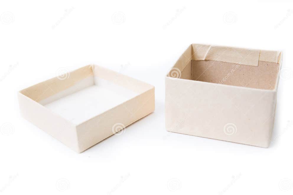 Empty Square Box of Cardboard on White Background. Stock Photo - Image ...