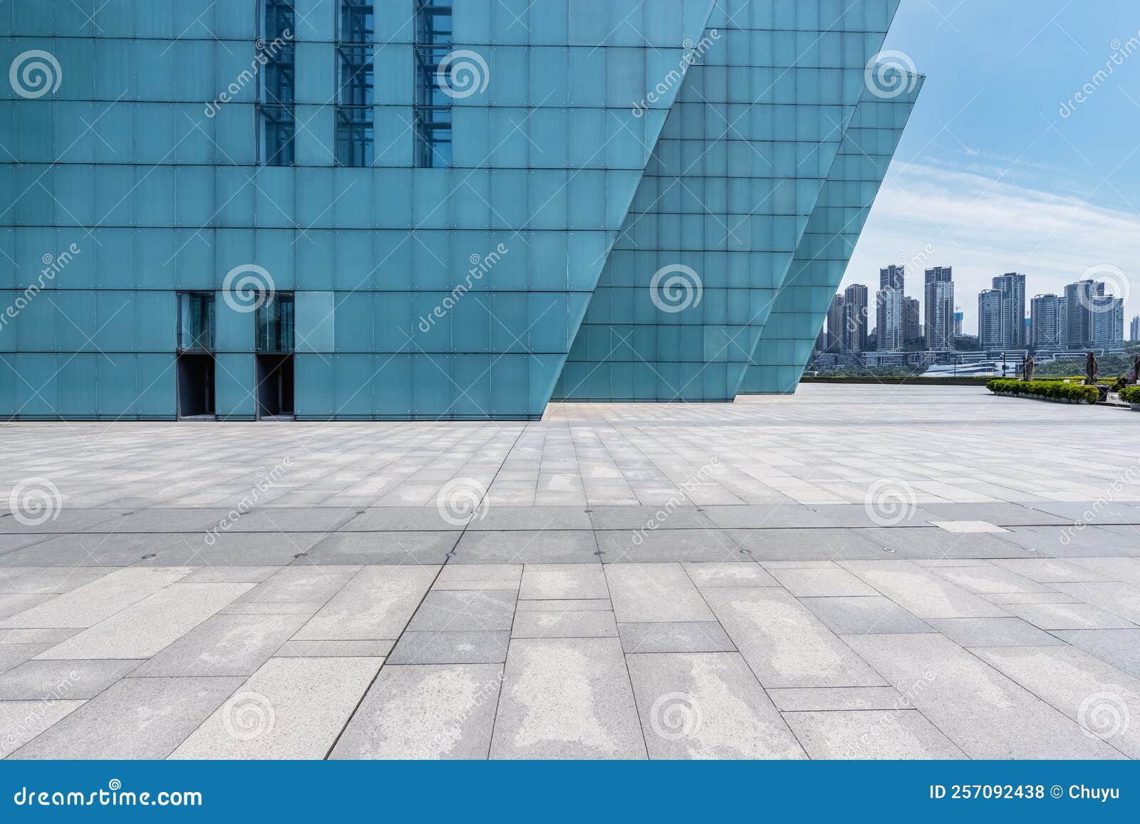 Empty Square Floor and Modern Exterior Walls Stock Photo - Image of ...
