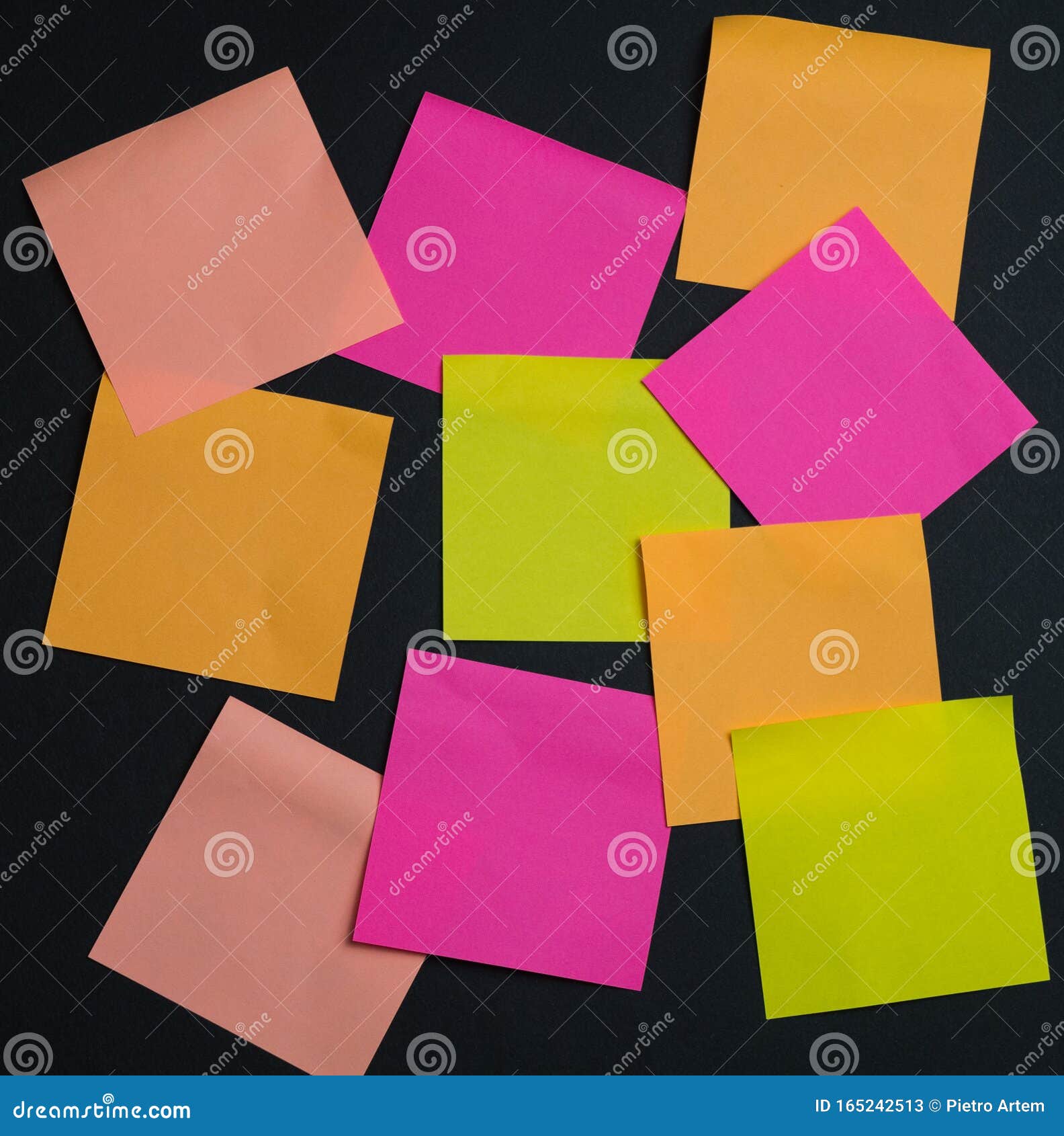 Empty Square Multi-colored Stickers Hang on a Black Board, Business ...