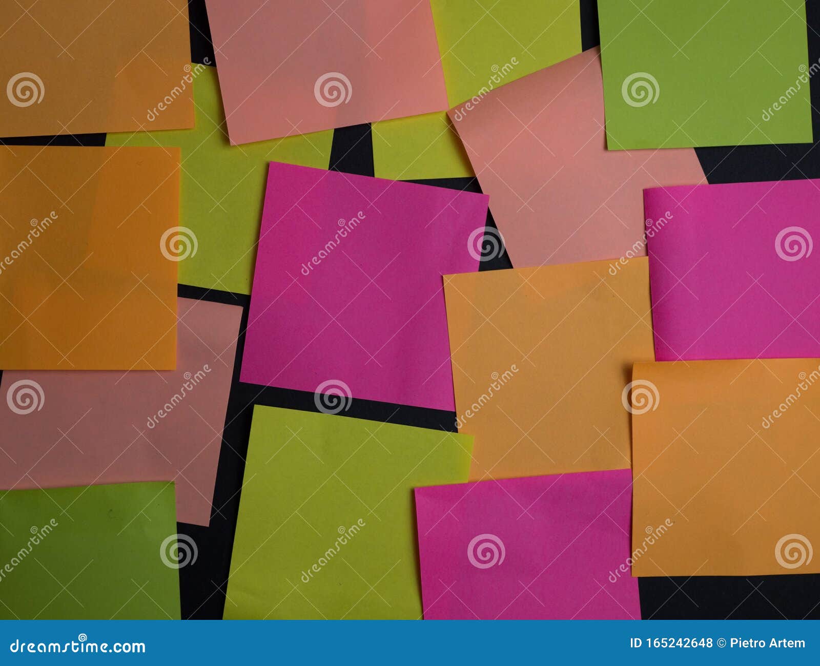 Empty Square Multi-colored Stickers Hang on a Black Board, Business ...