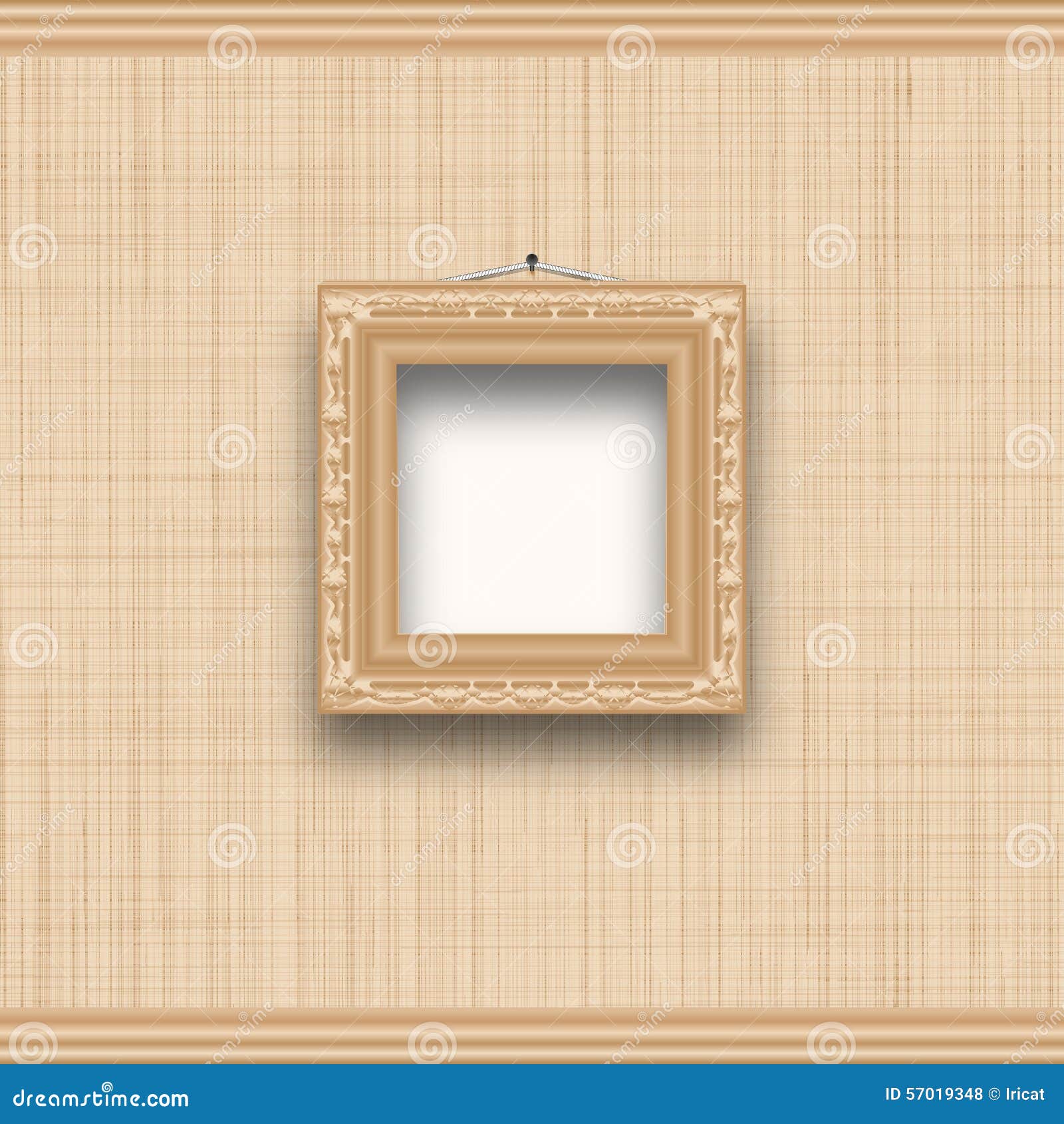 Empty Square Picture Frame on a Beige Wall with Fabric Texture. Stock ...