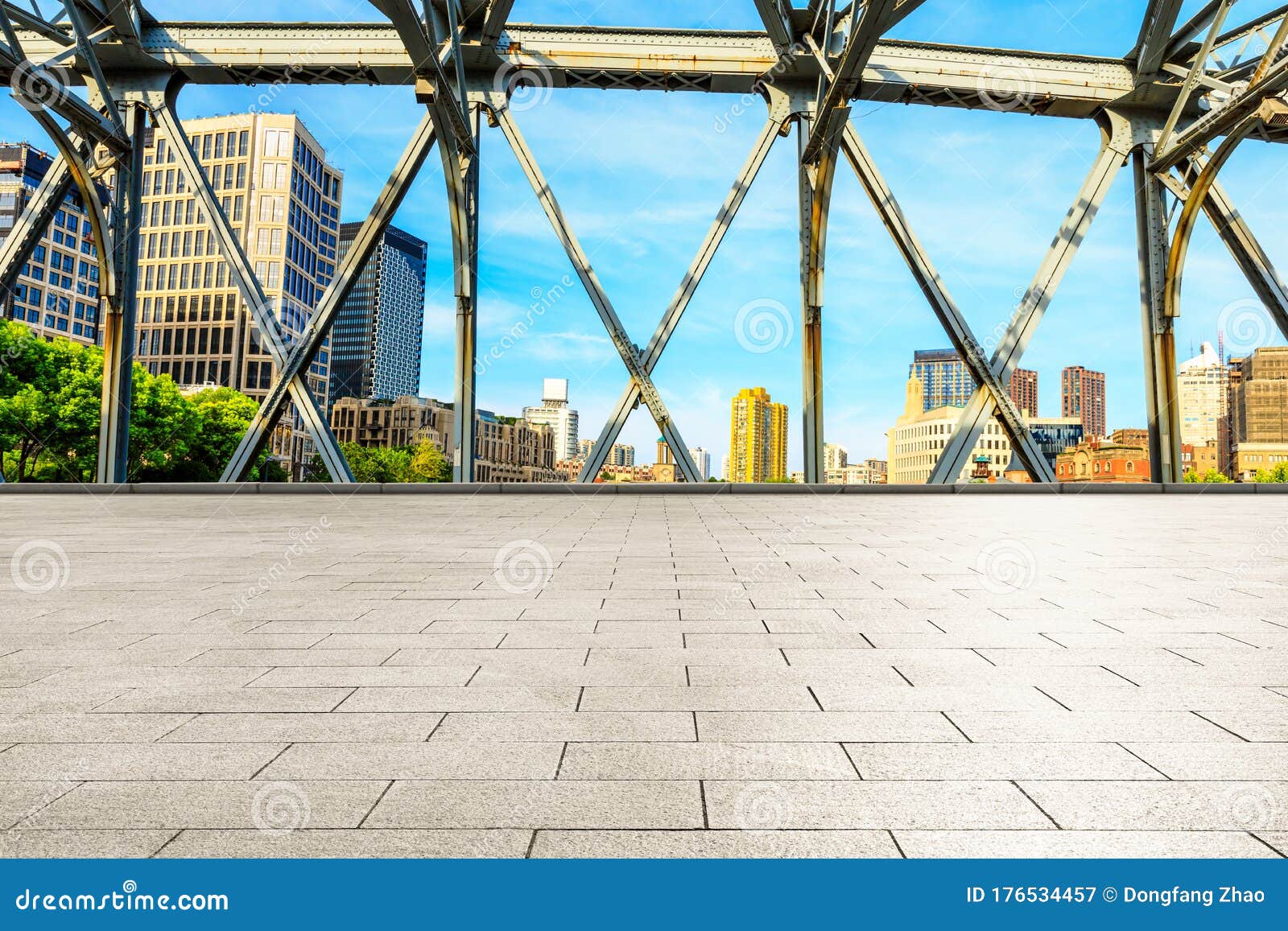 Square Road and Bridge Building Landscape in Shanghai Stock Image ...